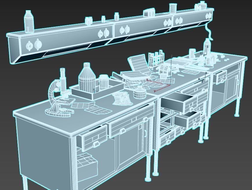 Old Laboratory Desk 3D model | CGTrader