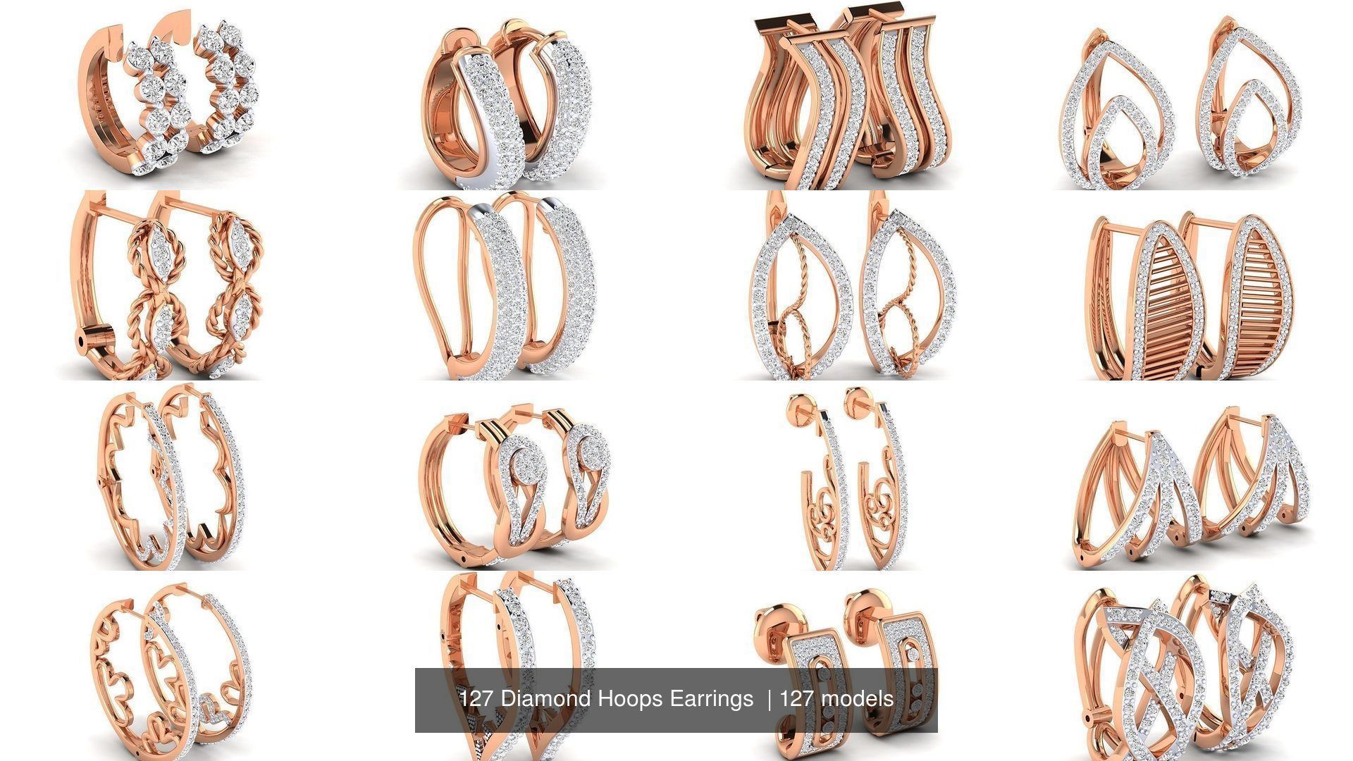 127 Diamond Hoops Earrings 3D Model Collection | CGTrader