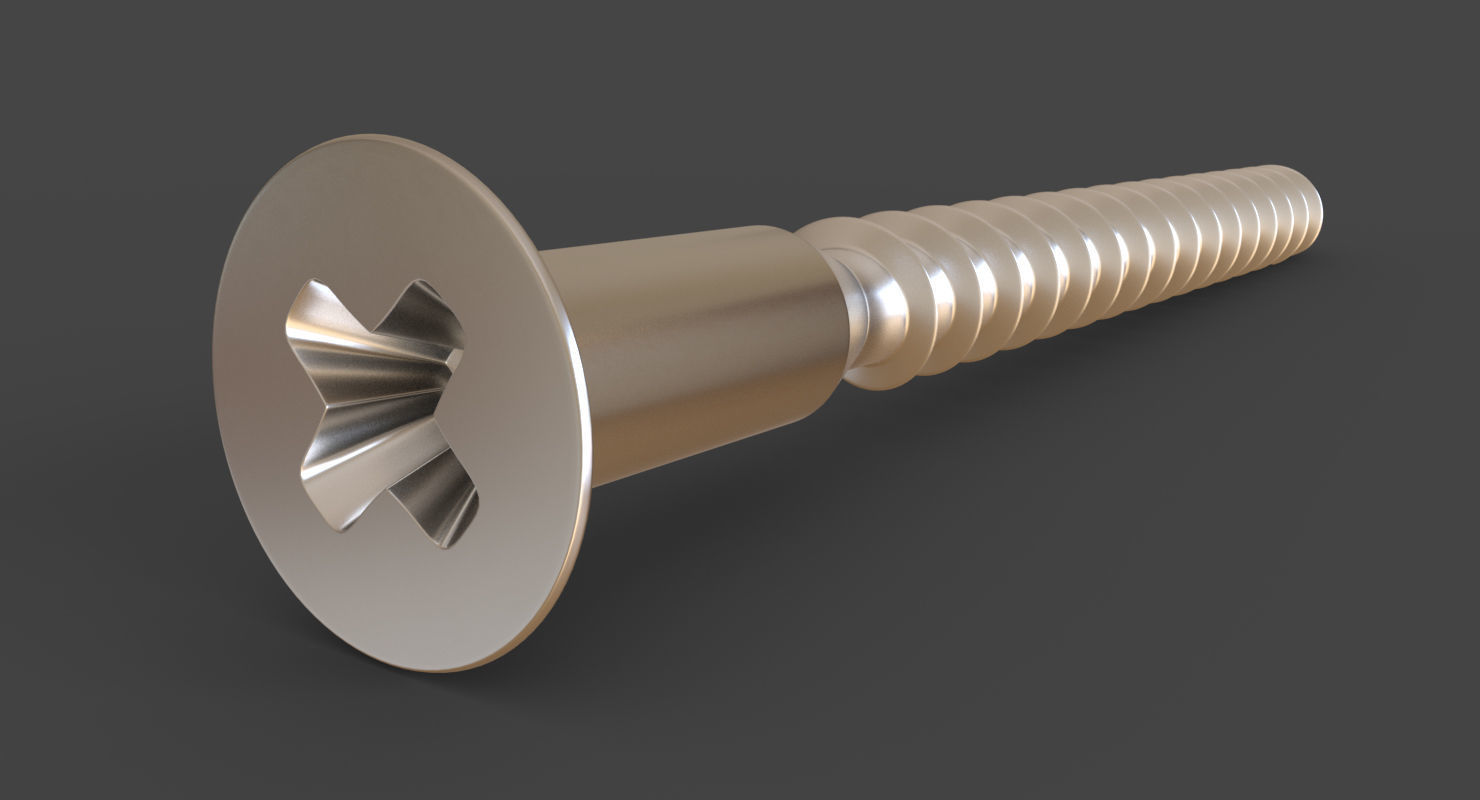 Phillips flat head Wood Screw 3D model | CGTrader