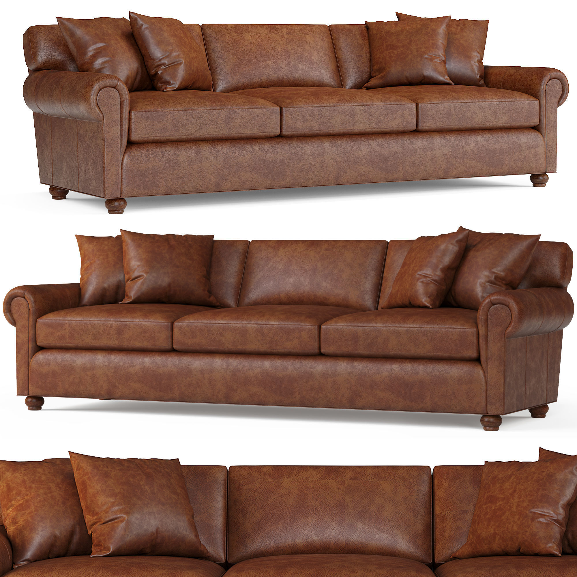 Rh Original Lancaster Leather Sofa 3D model | CGTrader