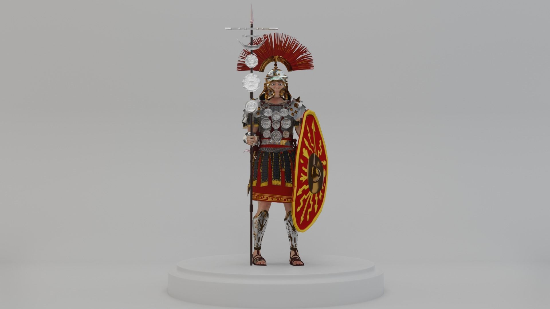3D model Roman Warrior Centurion 3D LowPolygon Modell VR / AR / low ...