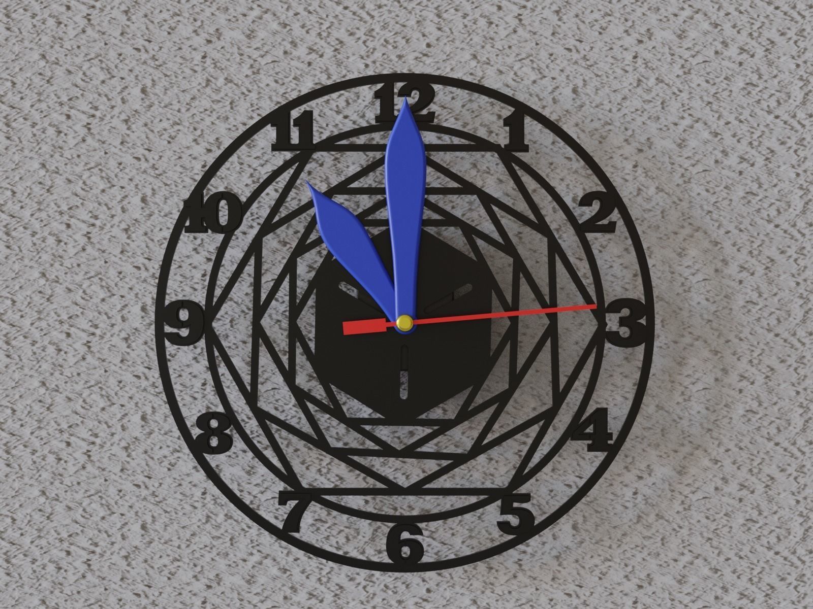hexagon shape wall clock 3D model 3D printable | CGTrader