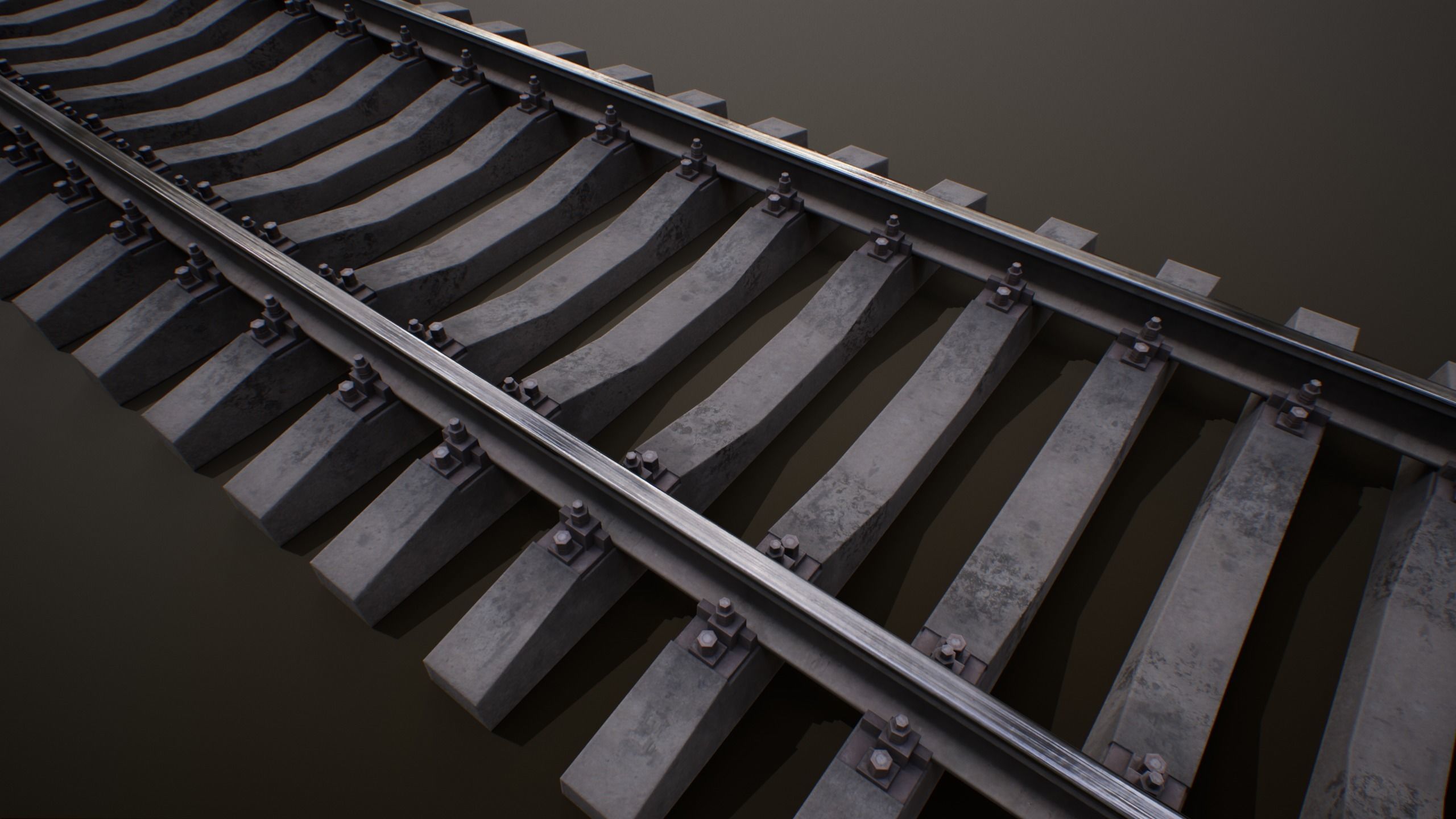3D model Railway lowpoly PBR railroad track VR / AR / low-poly | CGTrader