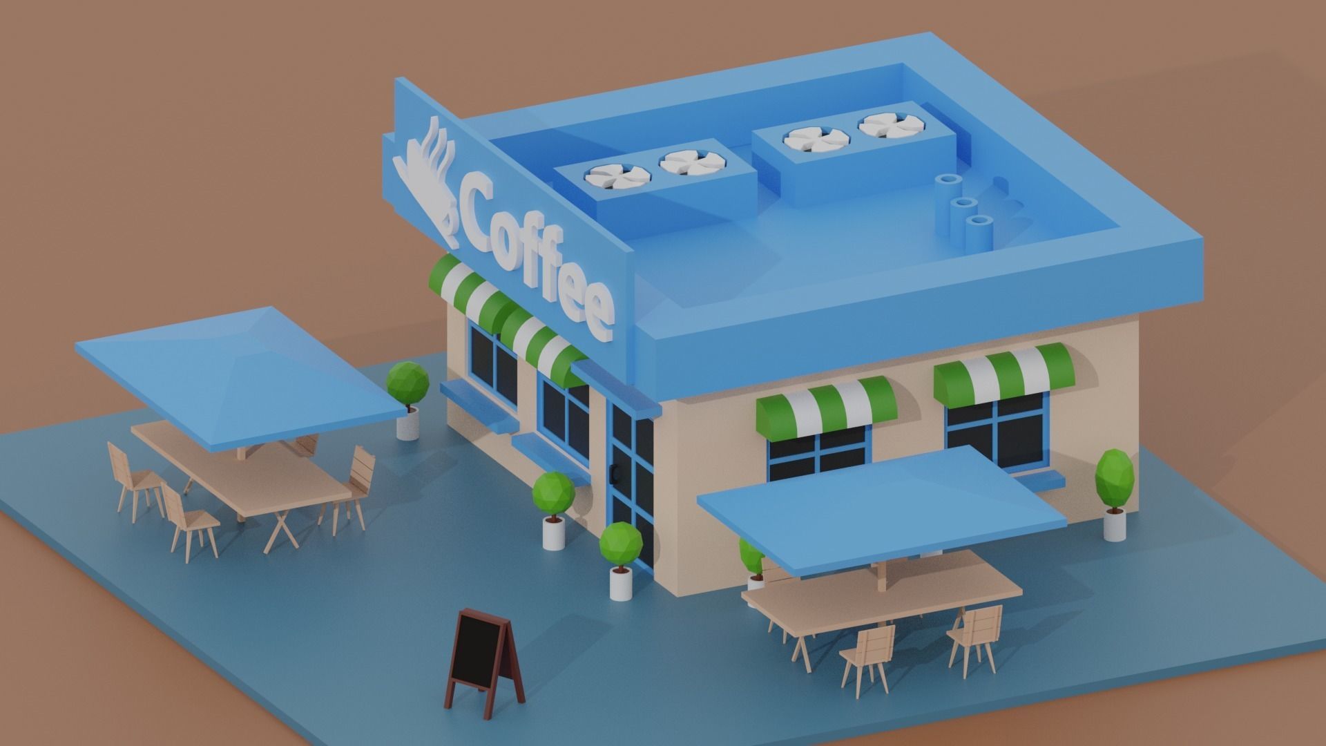 Cartoon Coffee Shop Cafe 3D model | CGTrader