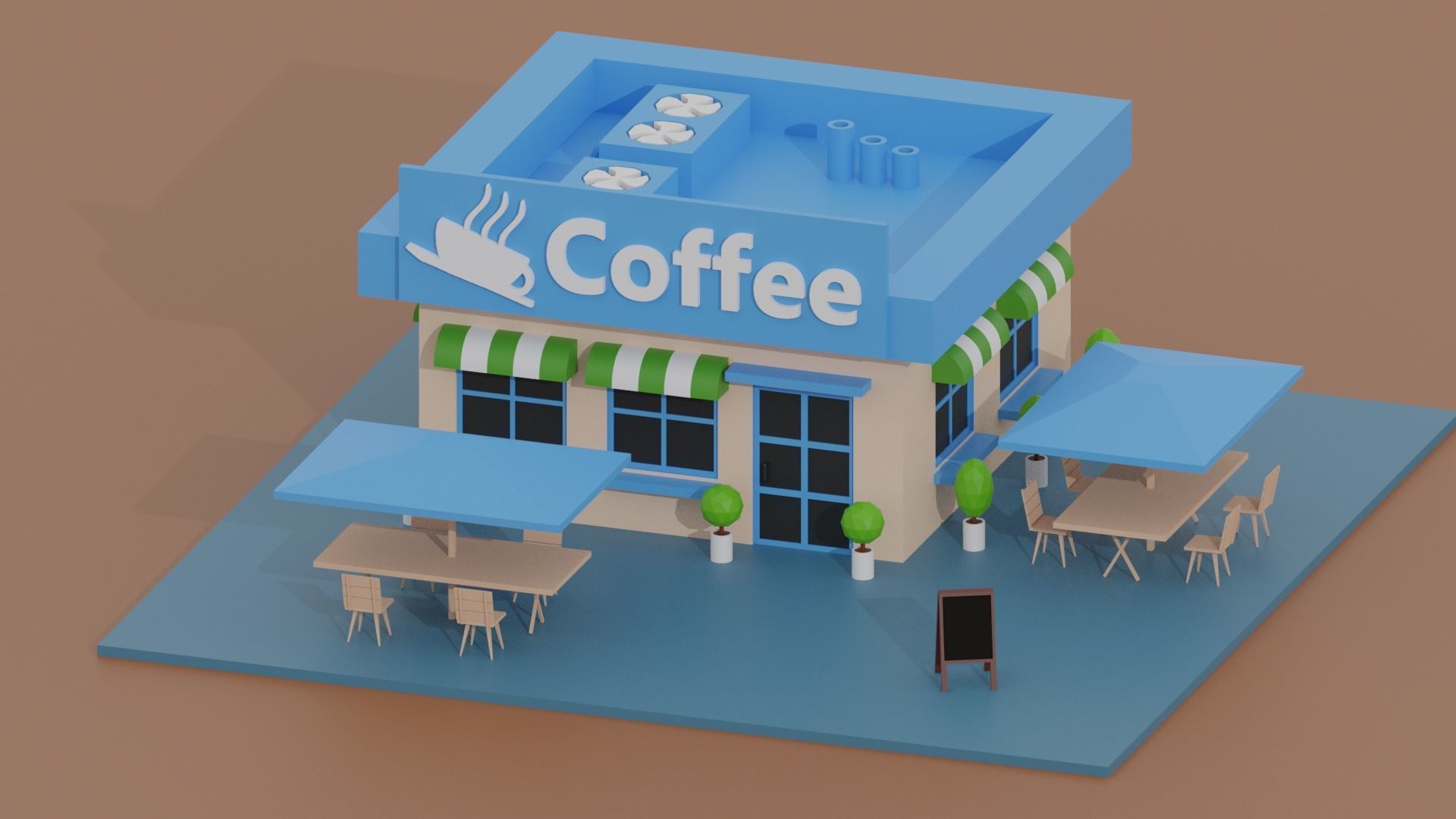 Cartoon Coffee Shop Cafe 3D model | CGTrader