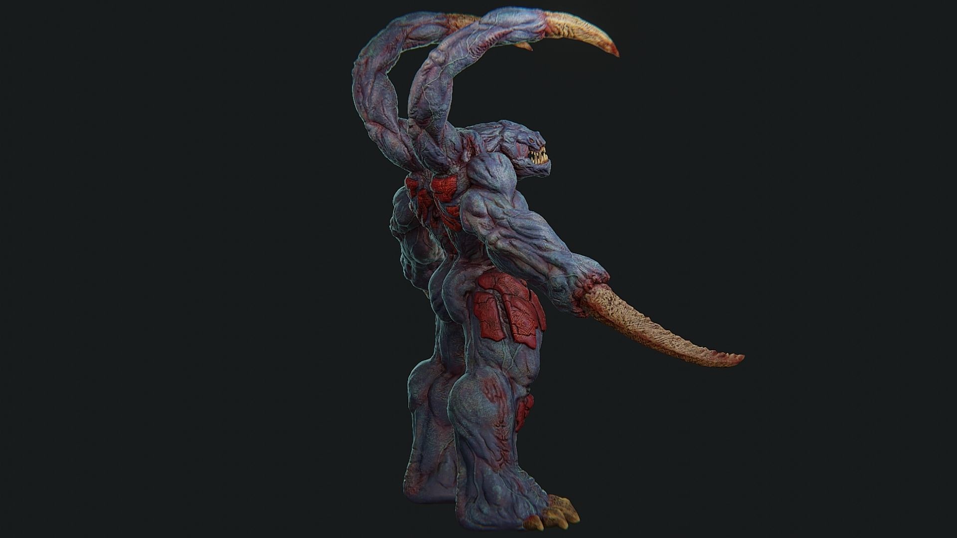 3D model Assault mutant character VR / AR / low-poly rigged animated ...