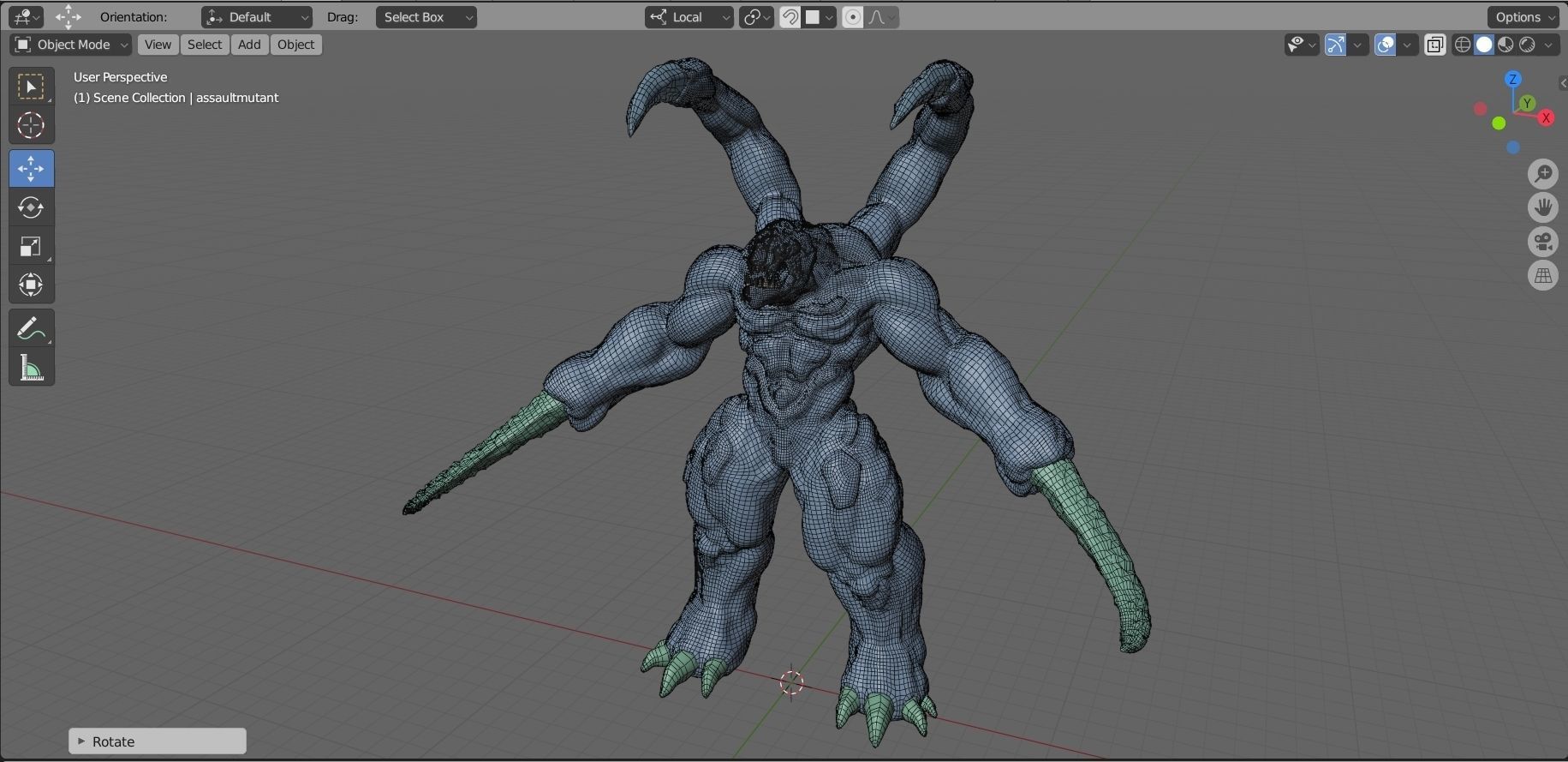 3D model Assault mutant character VR / AR / low-poly rigged animated ...