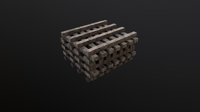 3D model Compact stand One-sided wooden pallet with 4 supports VR / AR ...