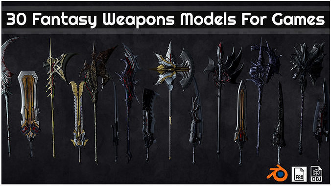 3D model Fantasy Weapons Models For Games with Textures VR / AR / low ...