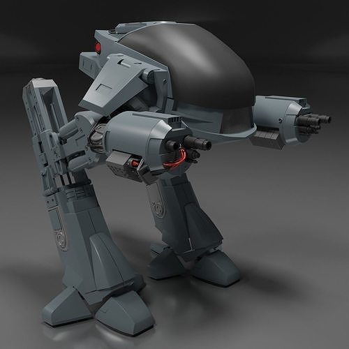 ED-209 futuristic robot with guns 3D model | CGTrader