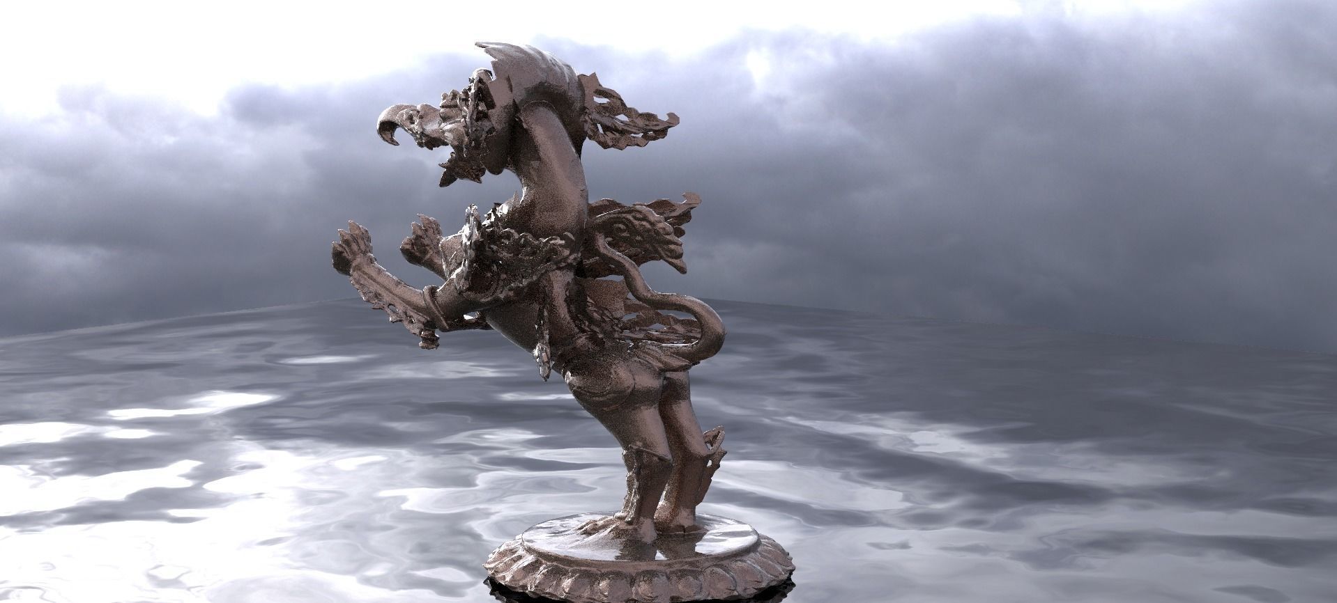 Steampunk dragon stand 3D model | CGTrader