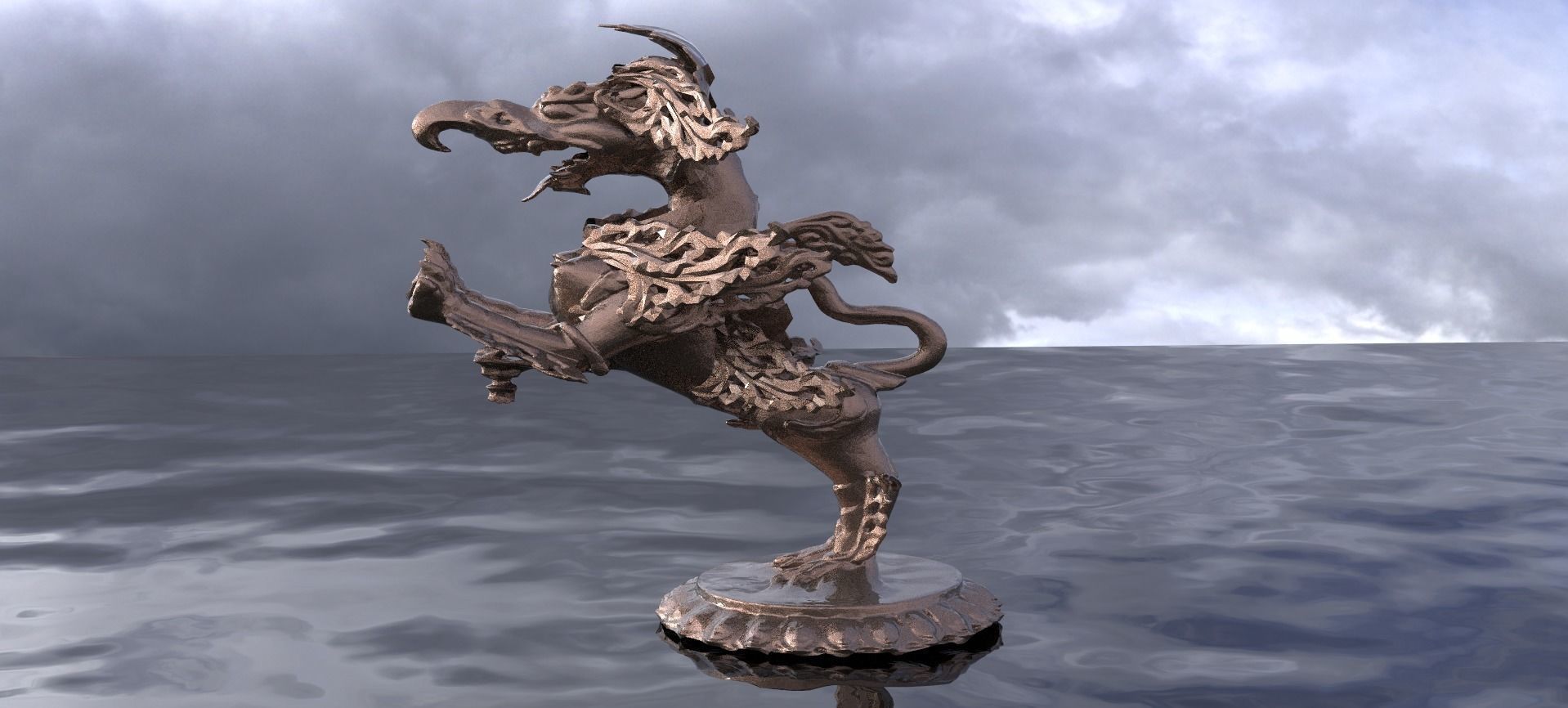 Steampunk dragon stand 3D model | CGTrader