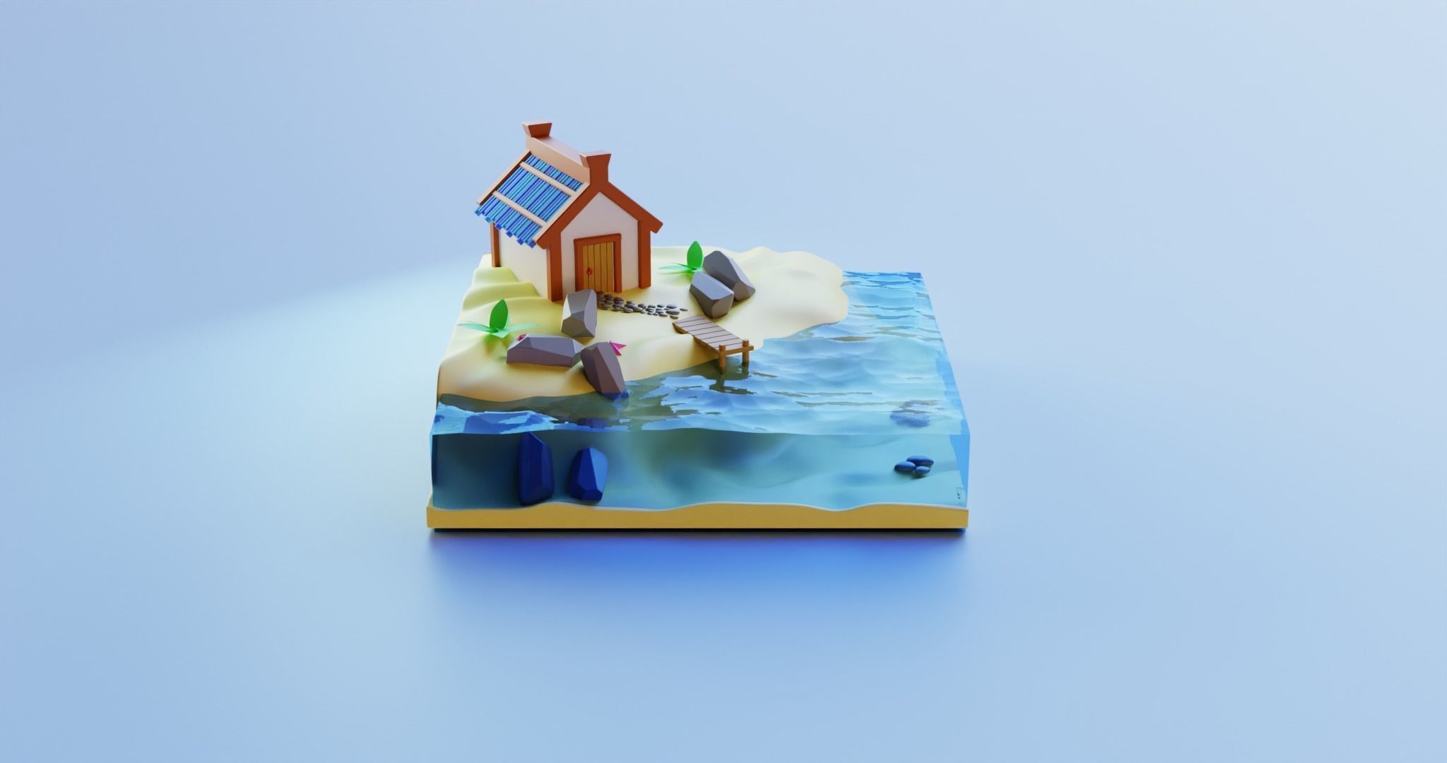 3D model scene house on the shore VR / AR / low-poly | CGTrader