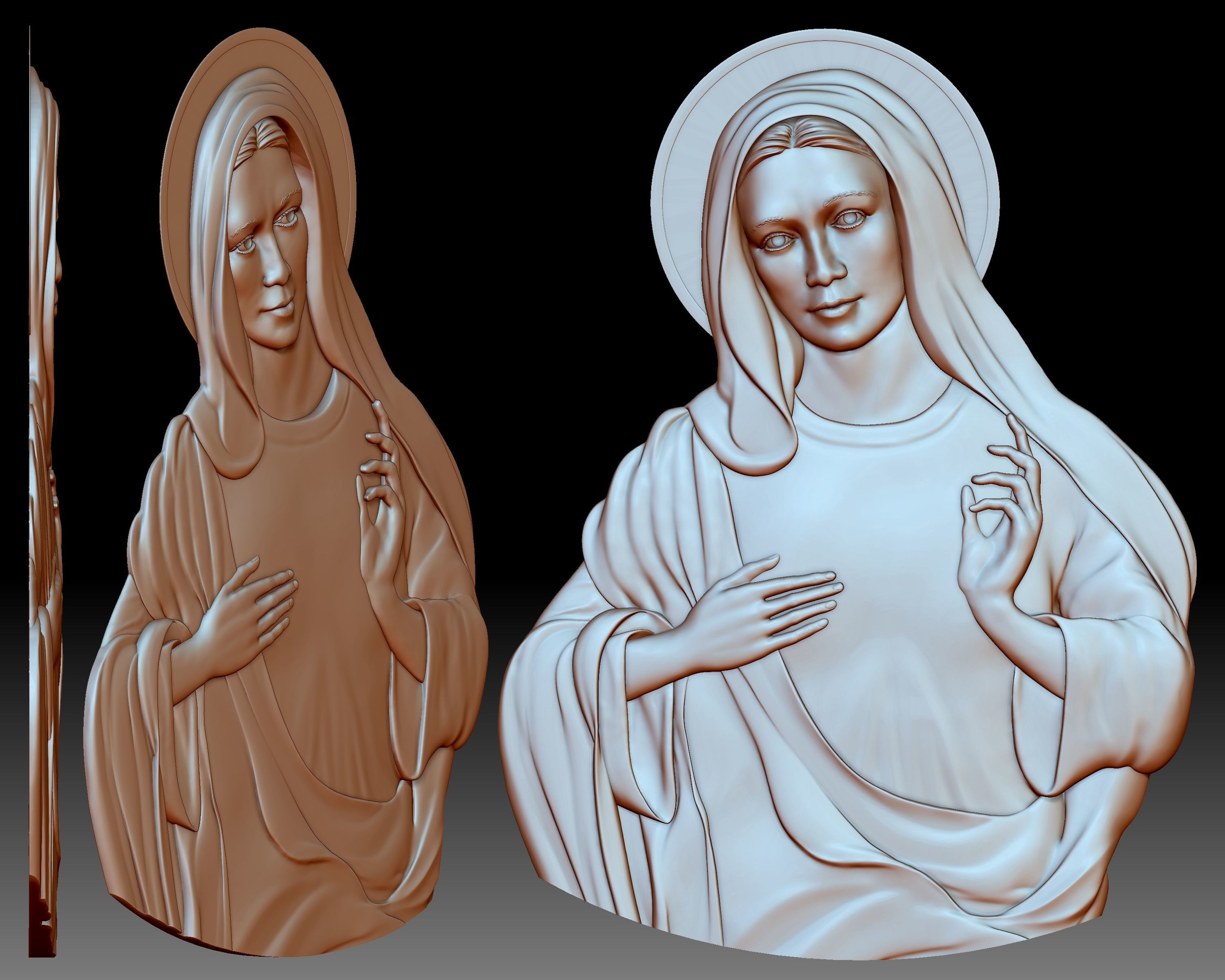Virgin Mary Mother of Jesus low relief CNC router or 3D printer 3D ...