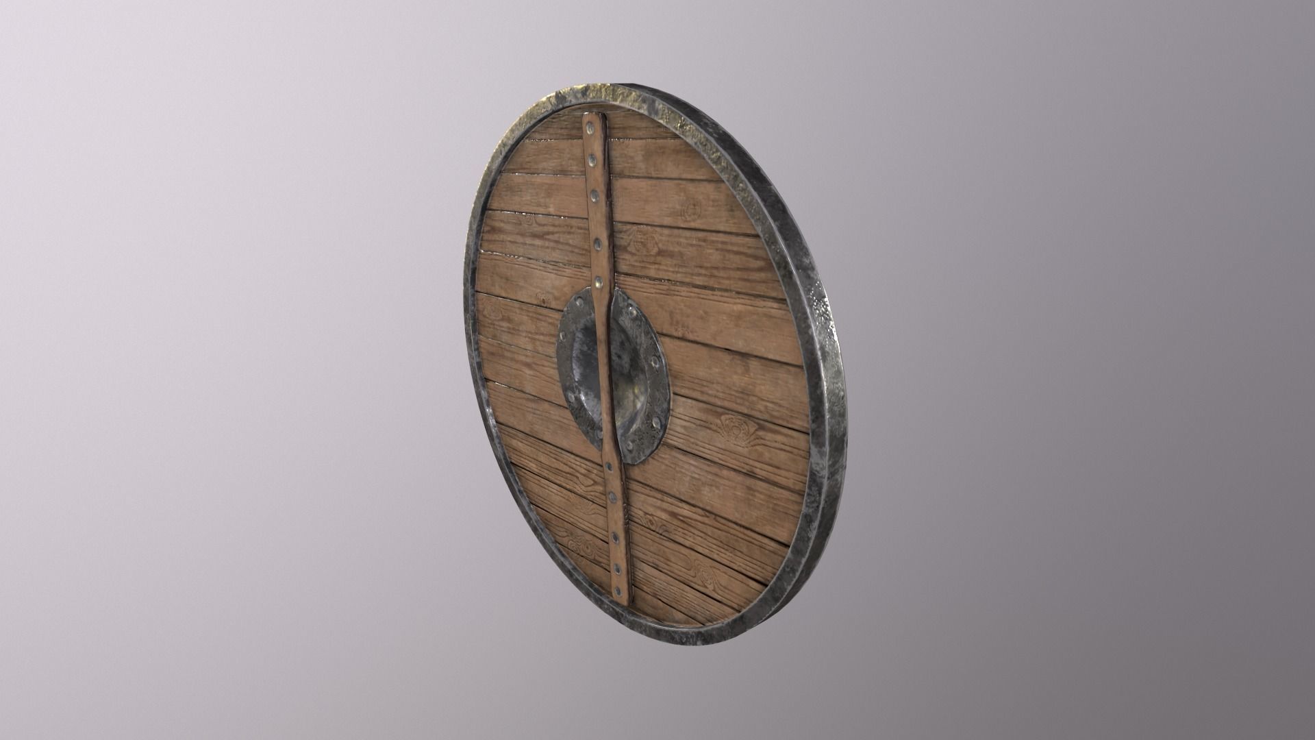 3D model Wooden round shield with cruciform reinforcement VR / AR / low ...
