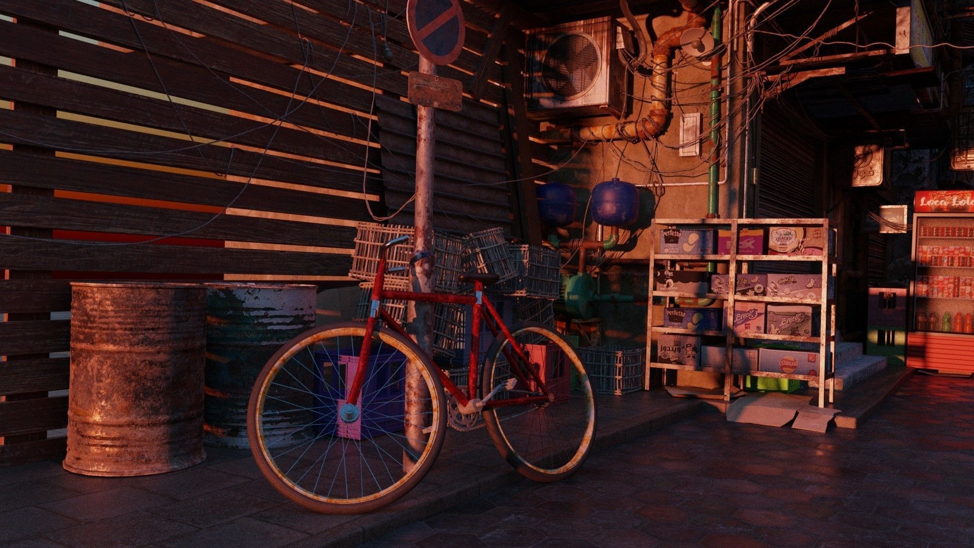 Cairo City Cyberpunk Streets - Animated Neon Signs - Day - Night 3D ...