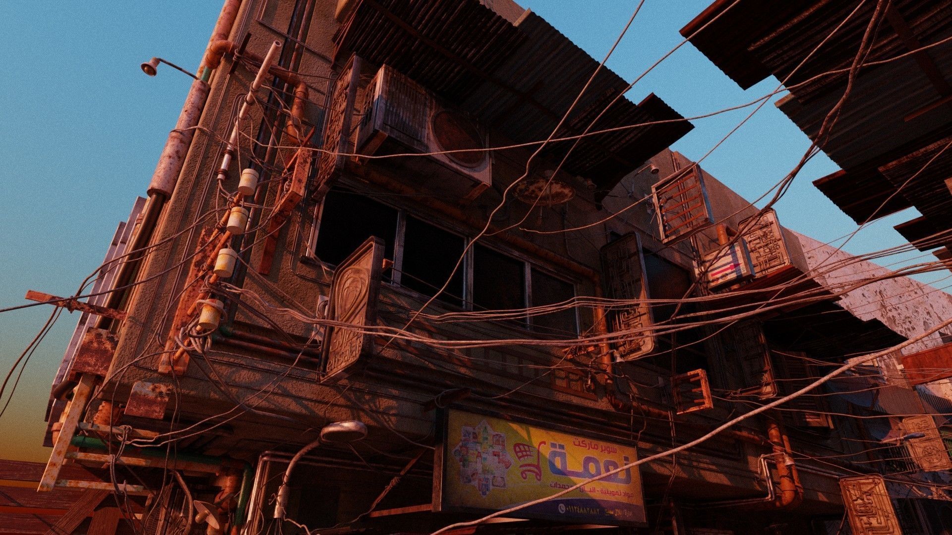 Cairo City Cyberpunk Streets - Animated Neon Signs - Day - Night 3D ...