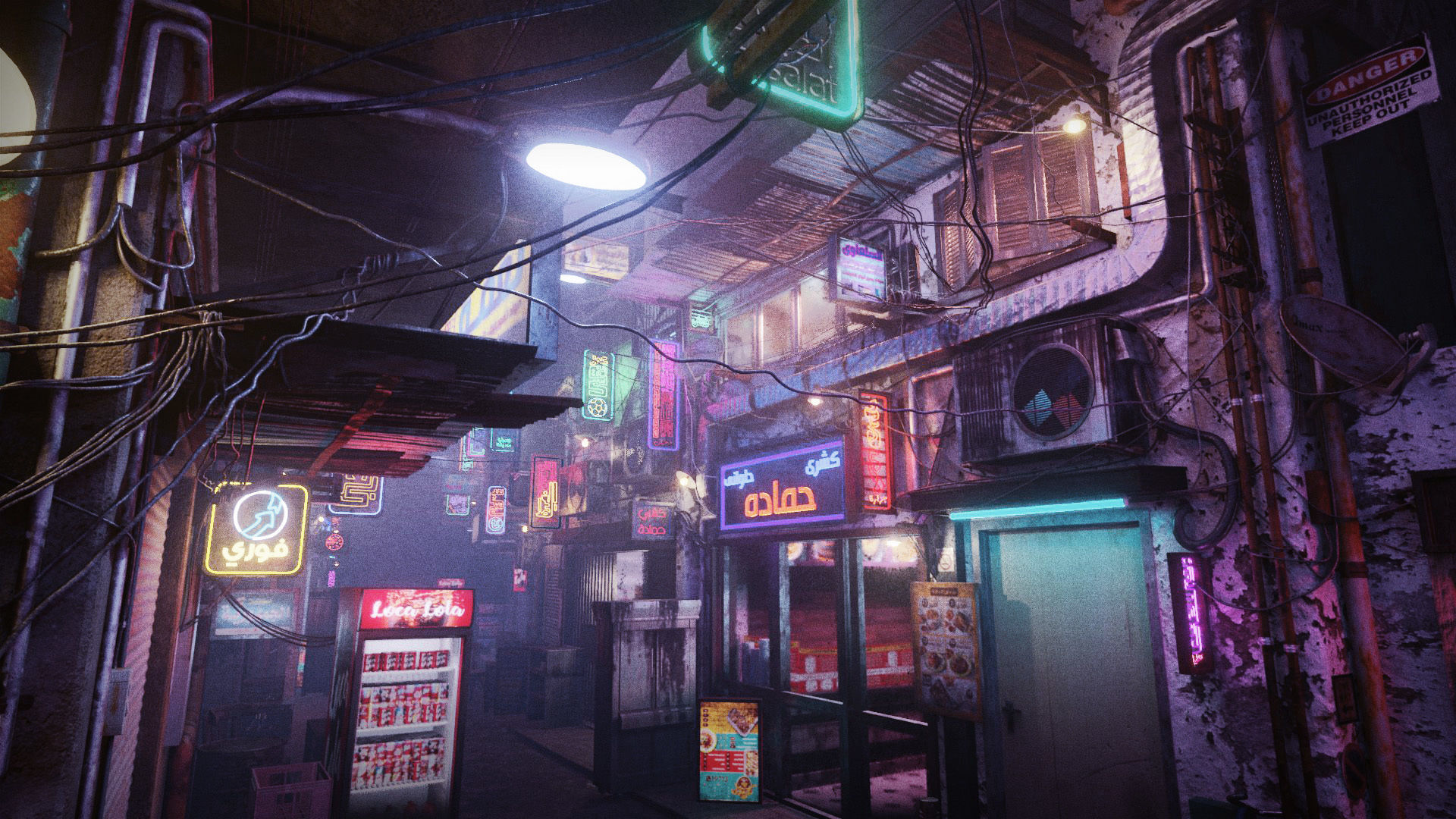 Cairo City Cyberpunk Streets - Animated Neon Signs - Day - Night 3D ...