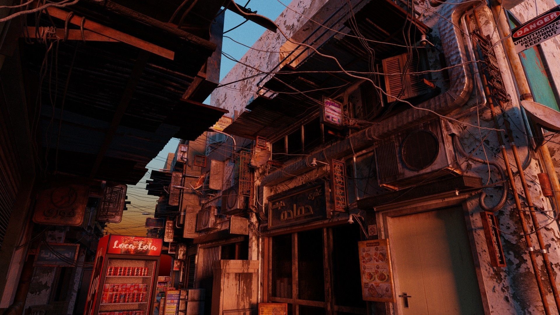 Cairo City Cyberpunk Streets - Animated Neon Signs - Day - Night 3D ...