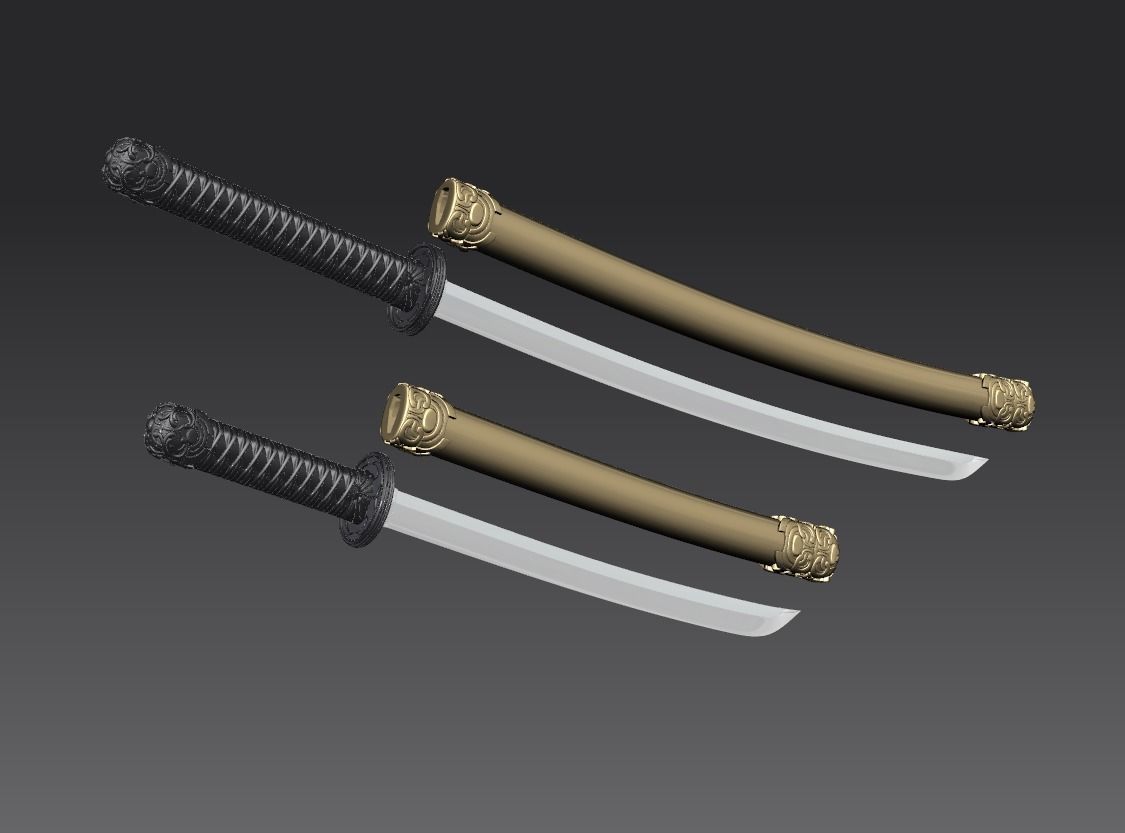 Samurai Katana Sword Blade 3D model ready print 3D model 3D printable ...