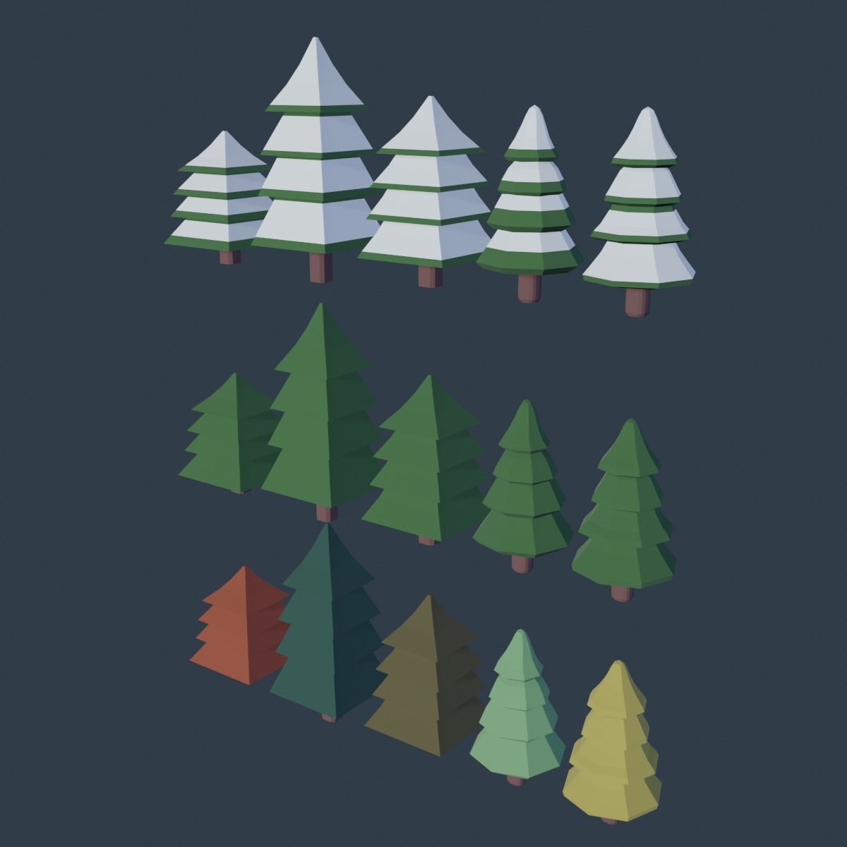 3D model Low-Poly Winter trees Pack VR / AR / low-poly | CGTrader