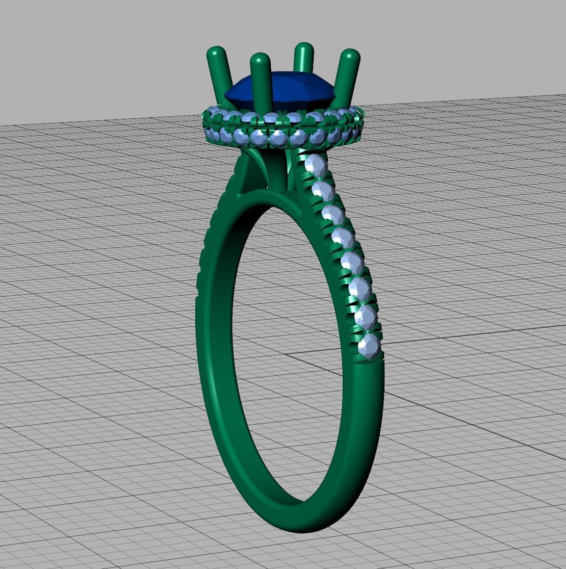 Halo Engagement Ring 1ct Stone Two Tone design 3dmodel 3D model 3D ...