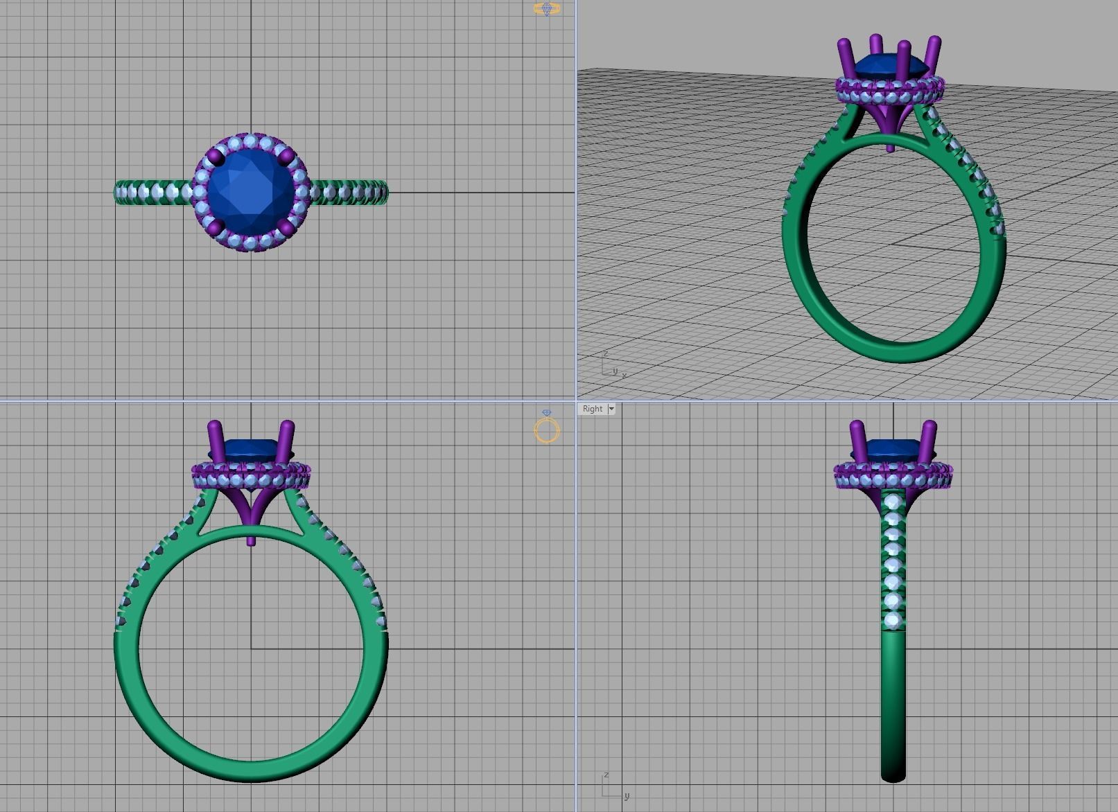 Halo Engagement Ring 1ct Stone Two Tone design 3dmodel 3D model 3D ...