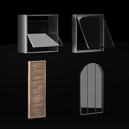 Modern Aluminum Wooden windows 3D model | CGTrader