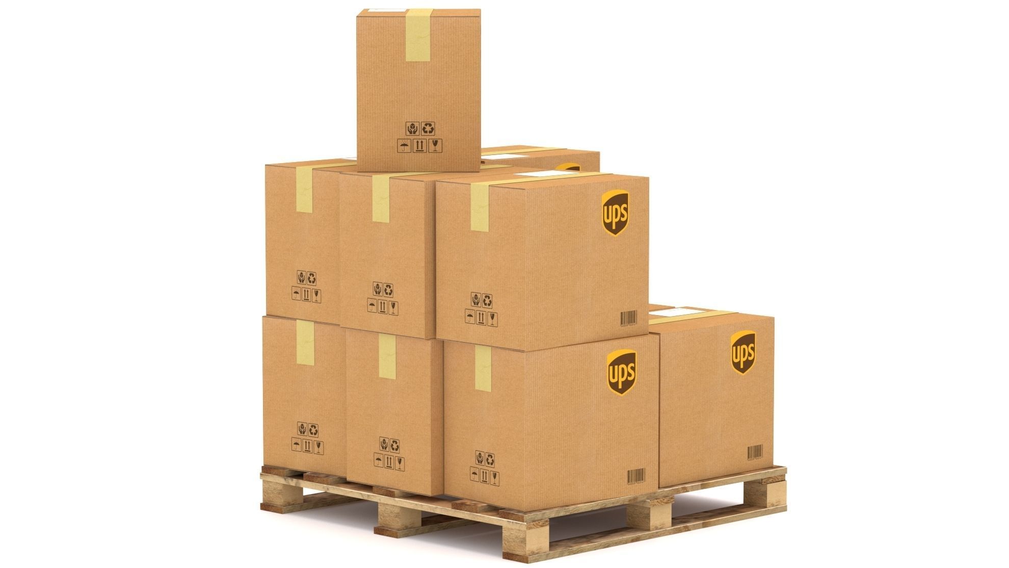 UPS Cardboard Box with Pallet 3D model | CGTrader