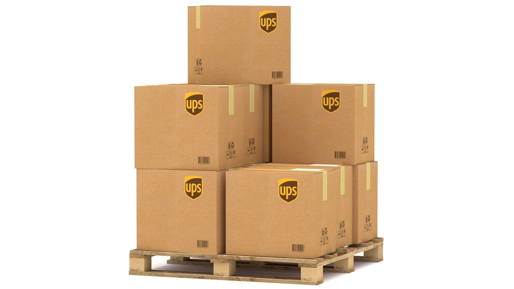 UPS Cardboard Box with Pallet 3D model | CGTrader