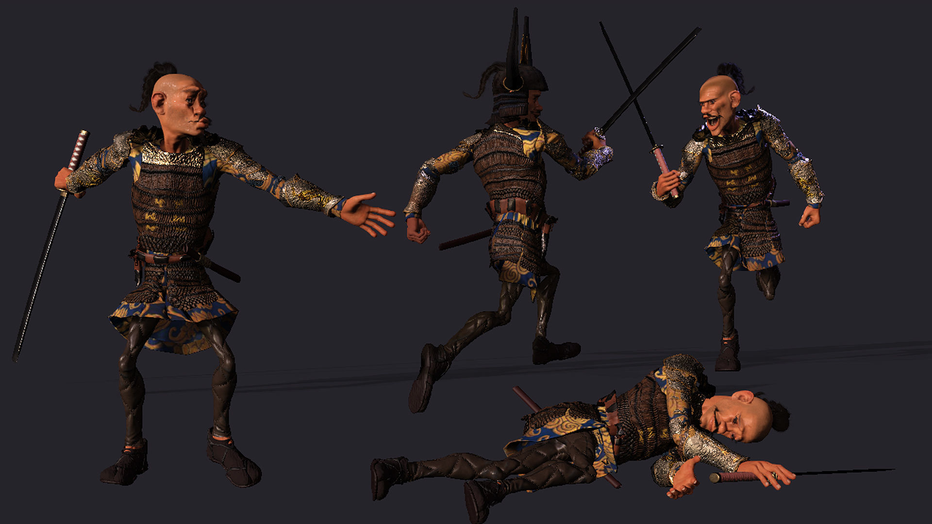 Samurai High quality character full Rigged and Animated 3D model ...