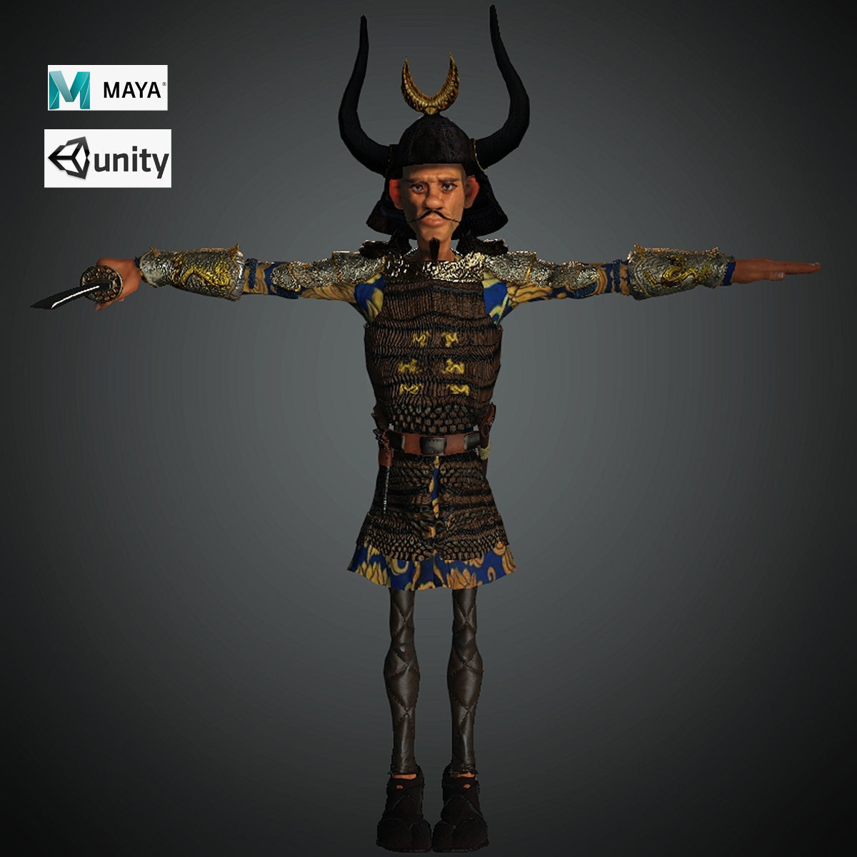 Samurai High quality character full Rigged and Animated 3D model ...