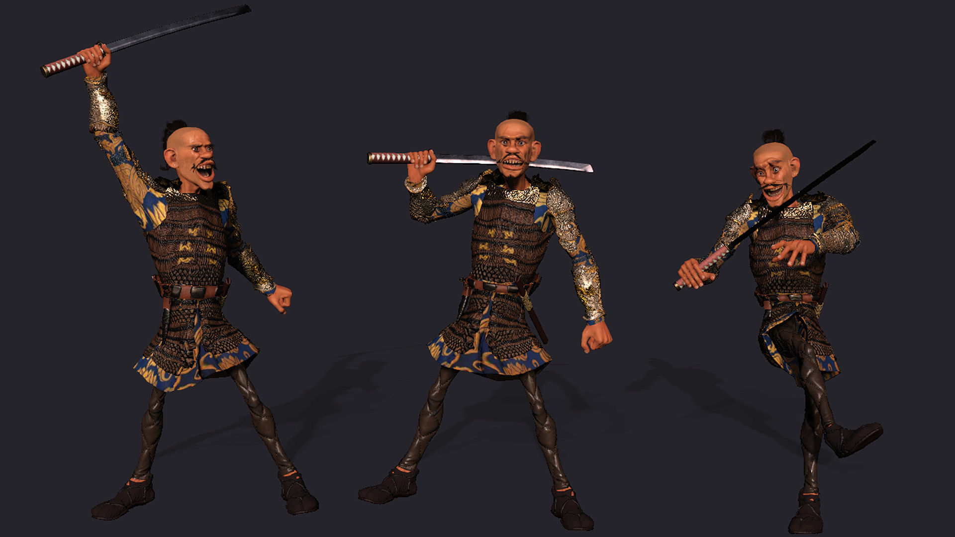 Samurai High quality character full Rigged and Animated 3D model ...