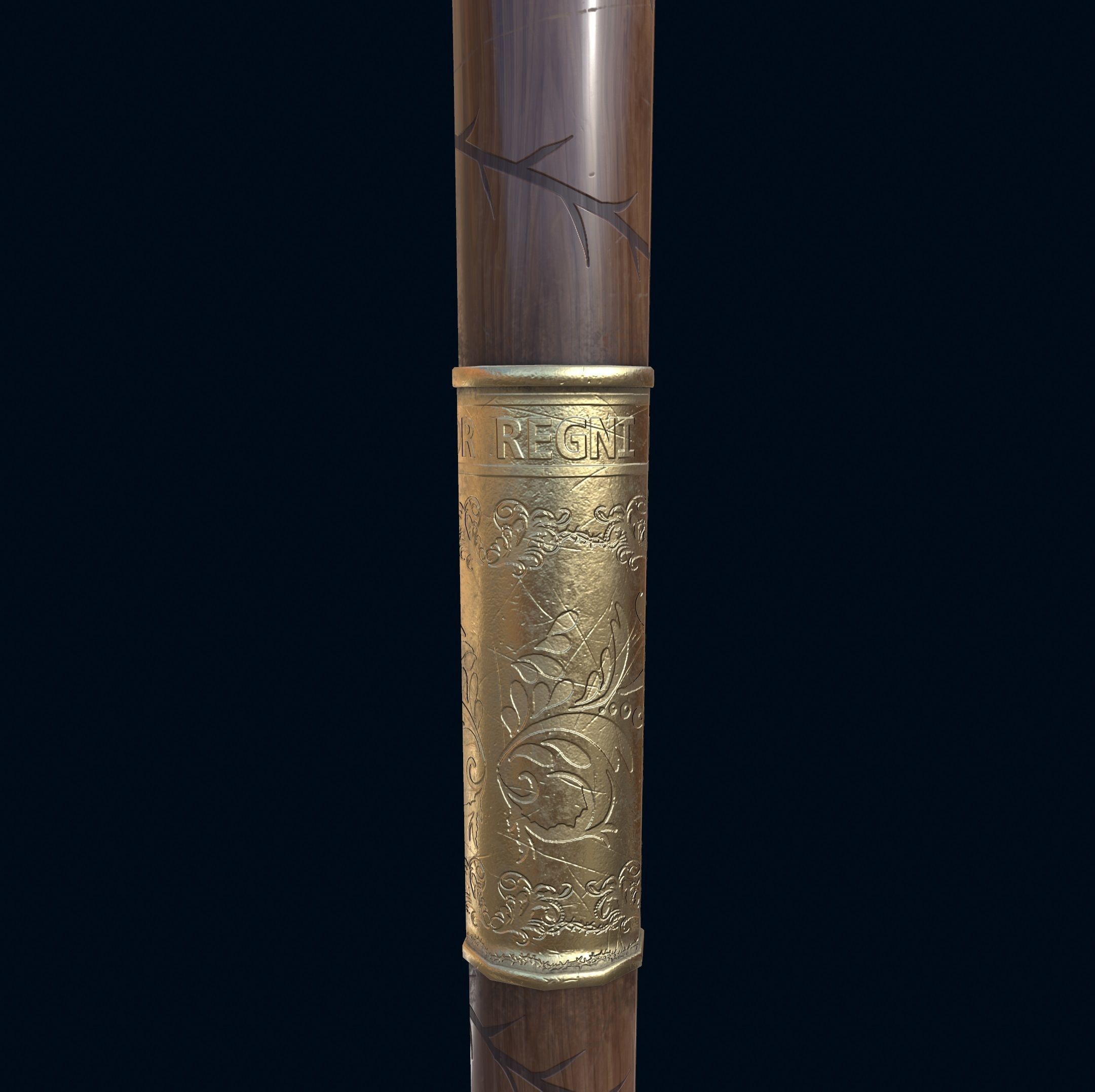3D model Royal cane with gold engraved parts VR / AR / low-poly | CGTrader