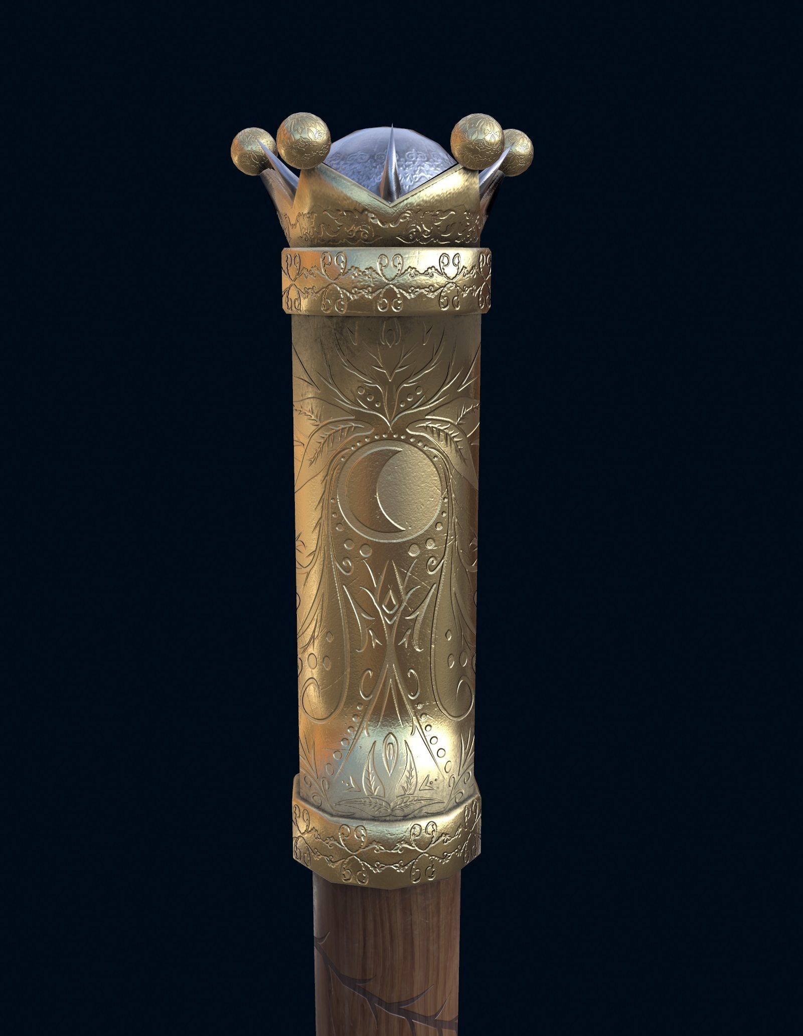 3D model Royal cane with gold engraved parts VR / AR / low-poly | CGTrader