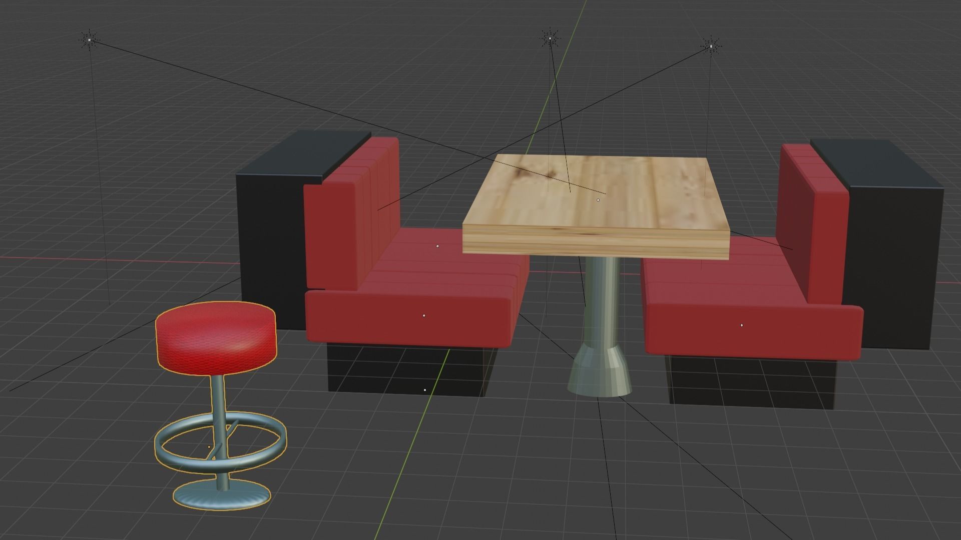 stool table and booth 3D model | CGTrader