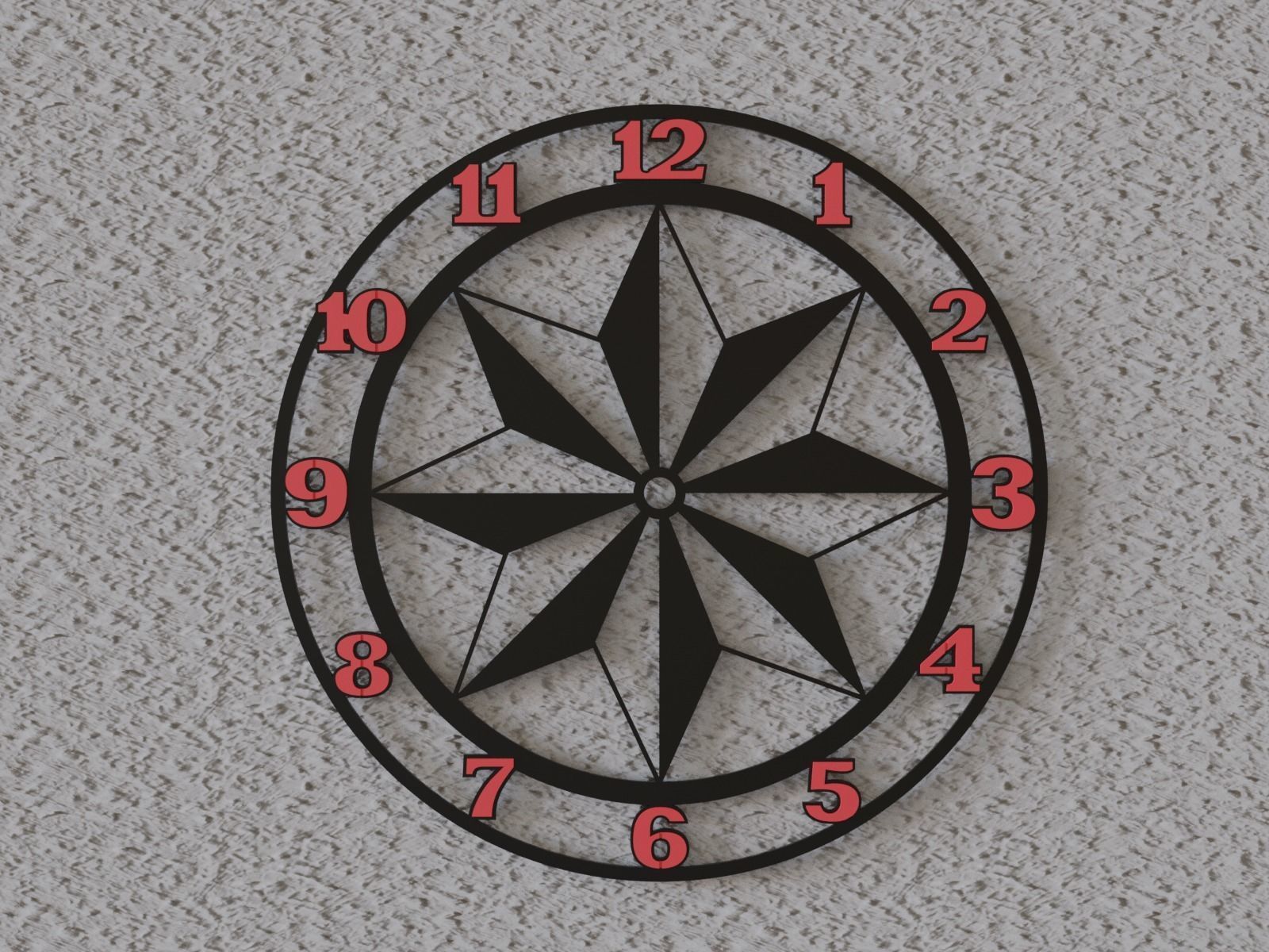 star wall clock 3D model 3D printable | CGTrader