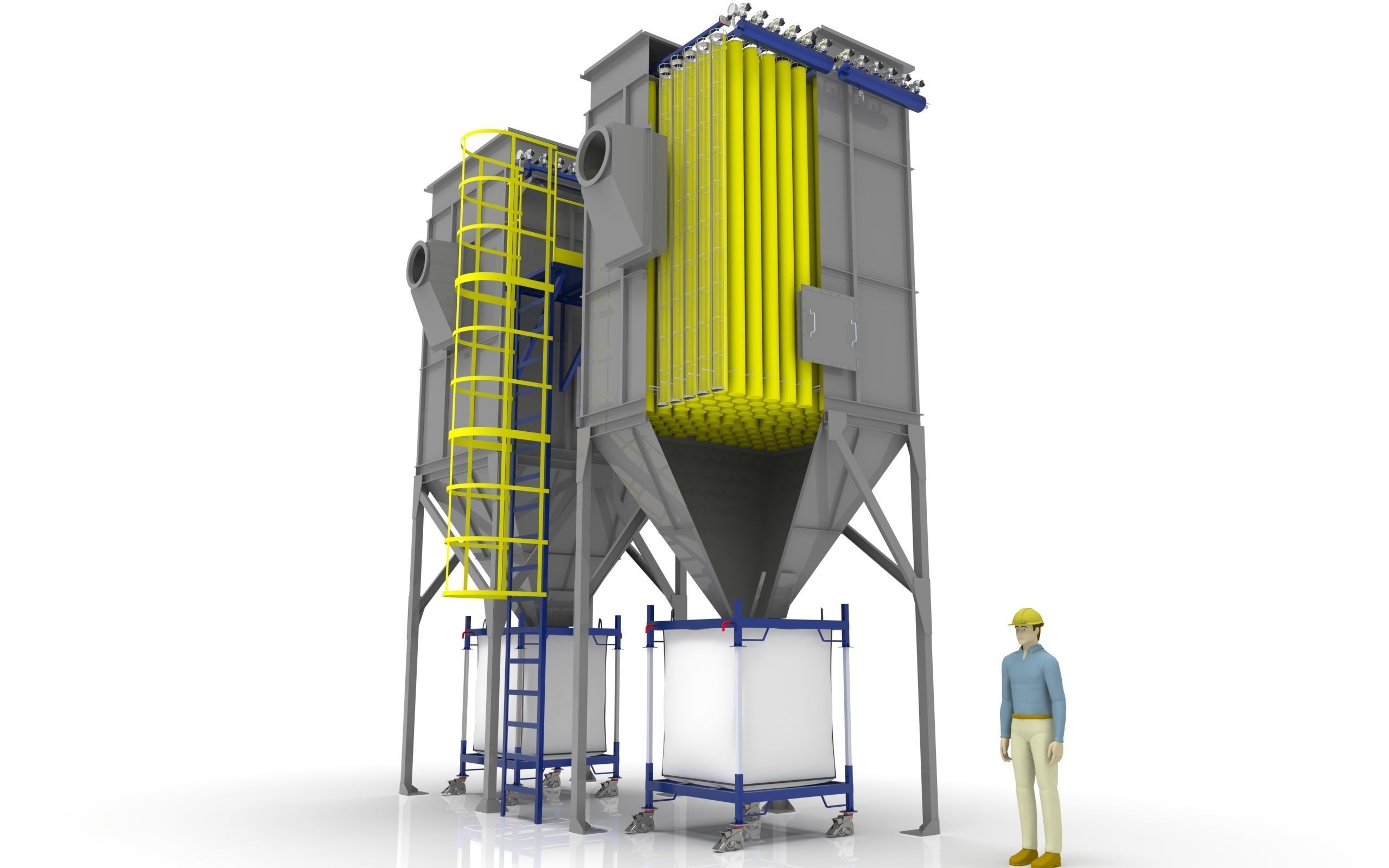 Bag filter 120 sleeves-3m 3D model | CGTrader