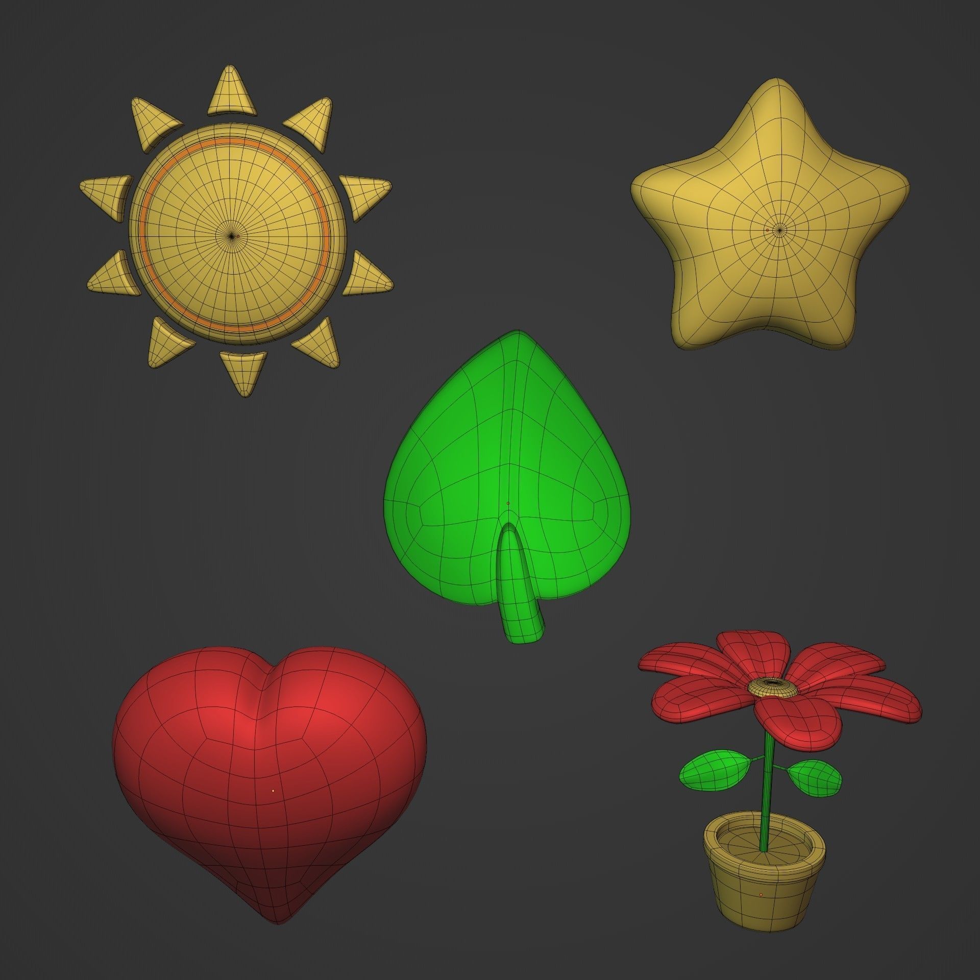 3D model Cartoon Icons Pack VR / AR / low-poly | CGTrader