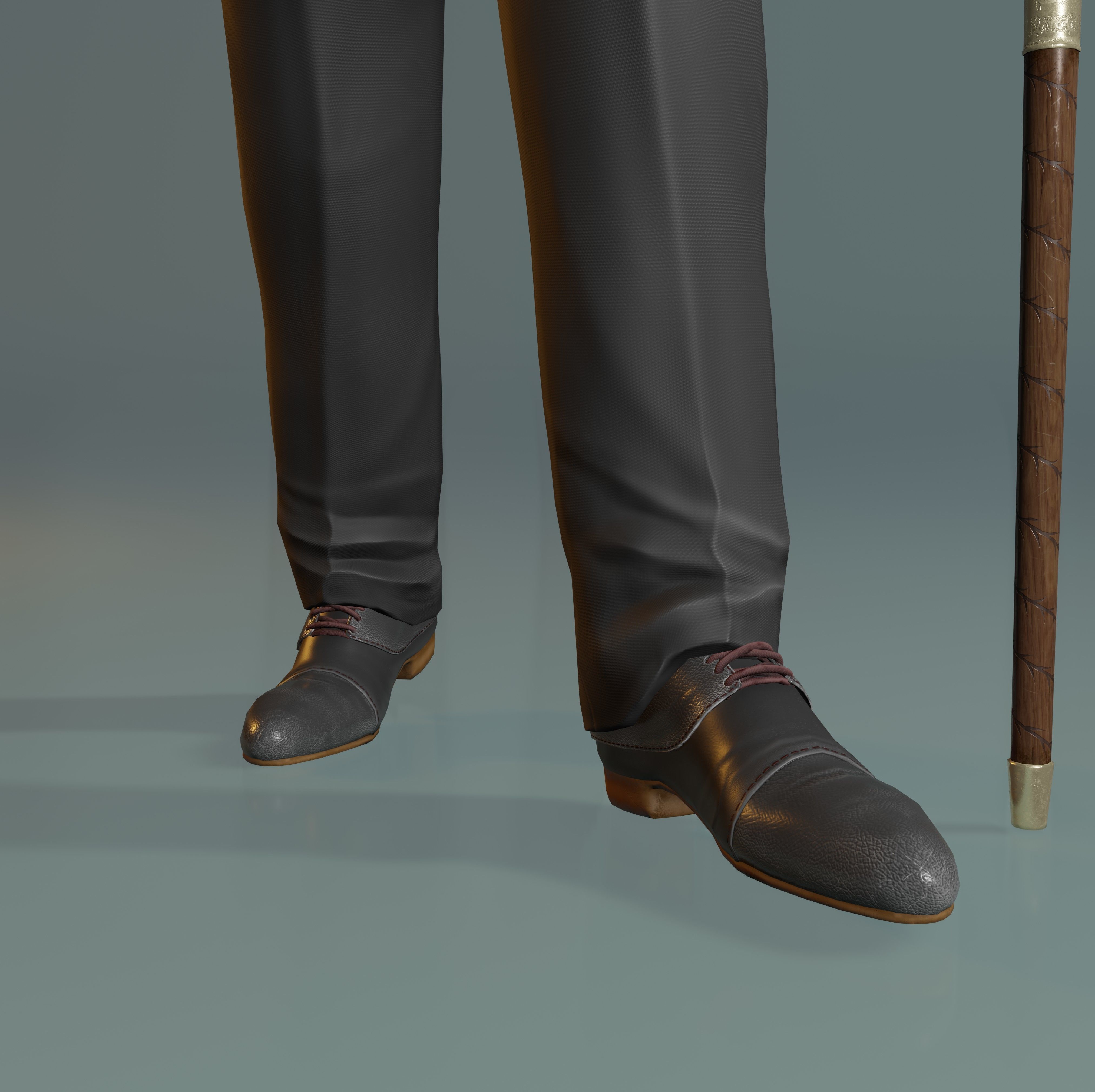 3D model Fighter prince with golden ceremonial medal and wooden cane VR ...