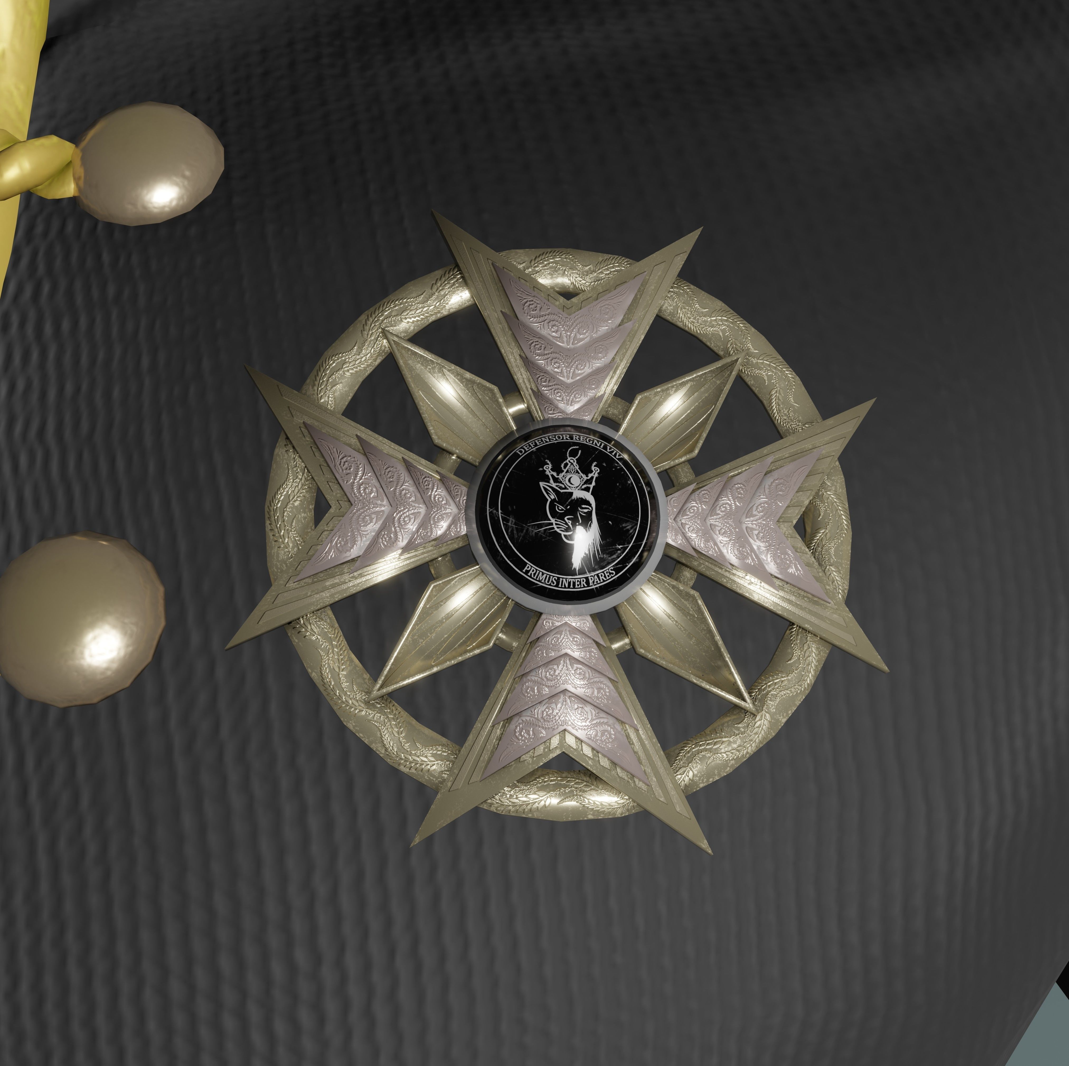 3D model Fighter prince with golden ceremonial medal and wooden cane VR ...