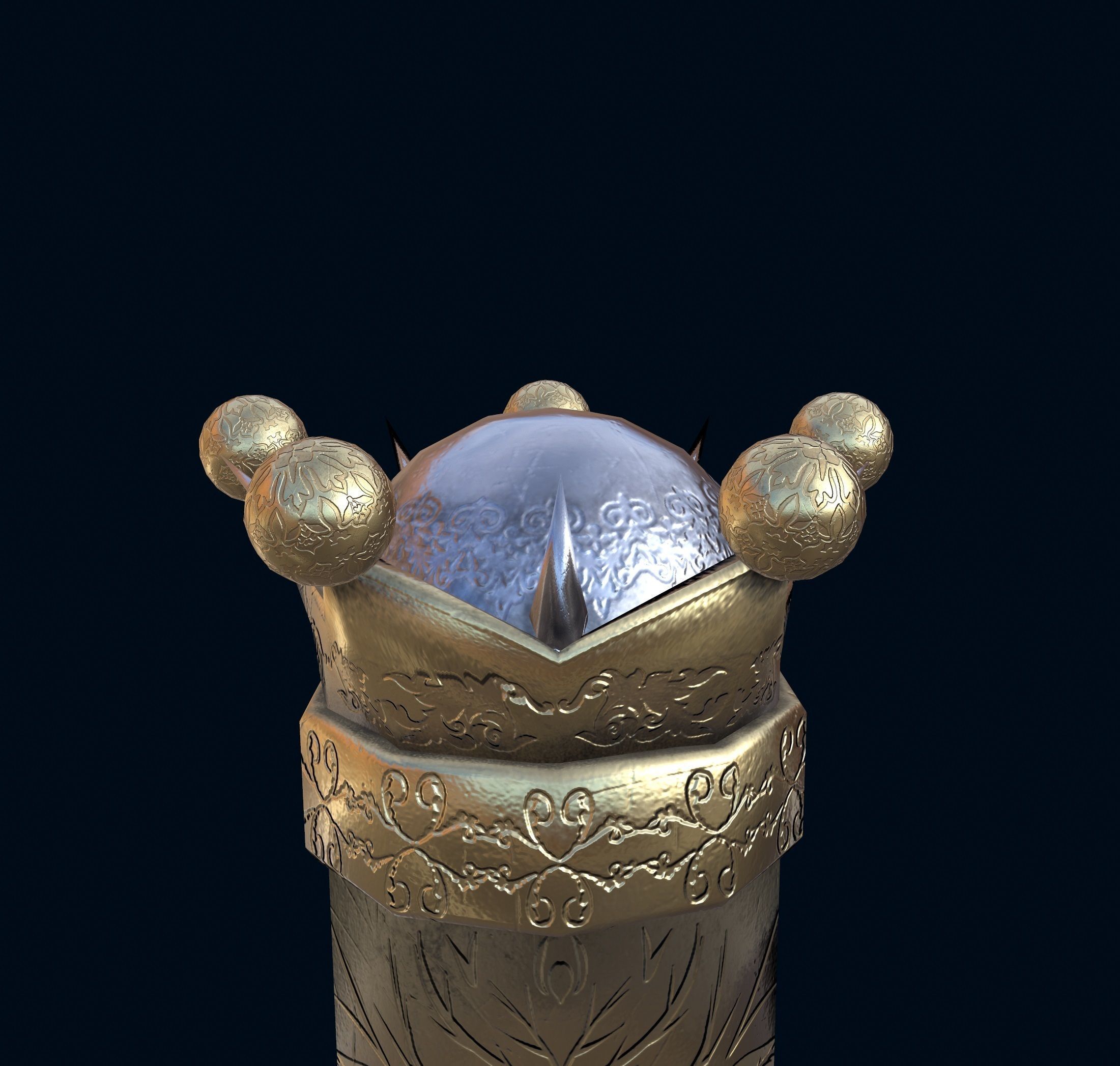 3D model Fighter prince with golden ceremonial medal and wooden cane VR ...