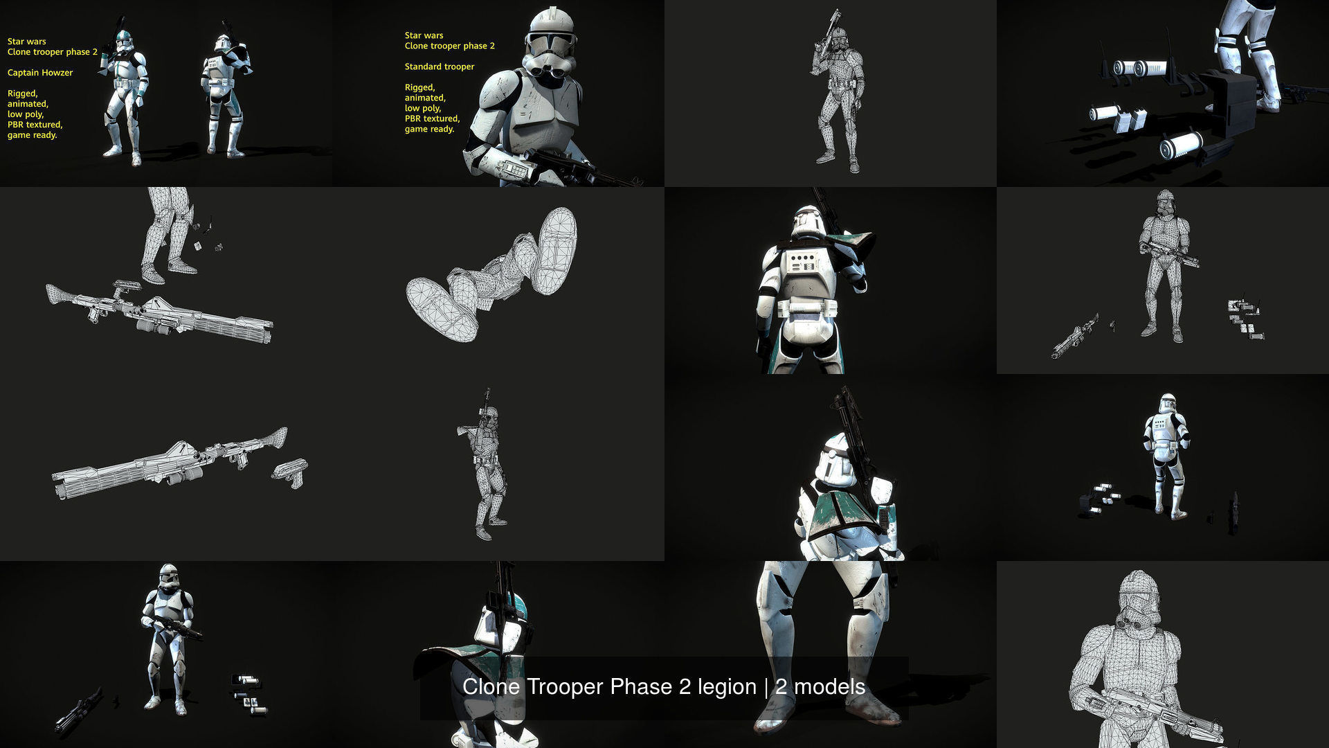 3D Model Collection Clone Trooper Phase 2 legion VR / AR / low-poly ...