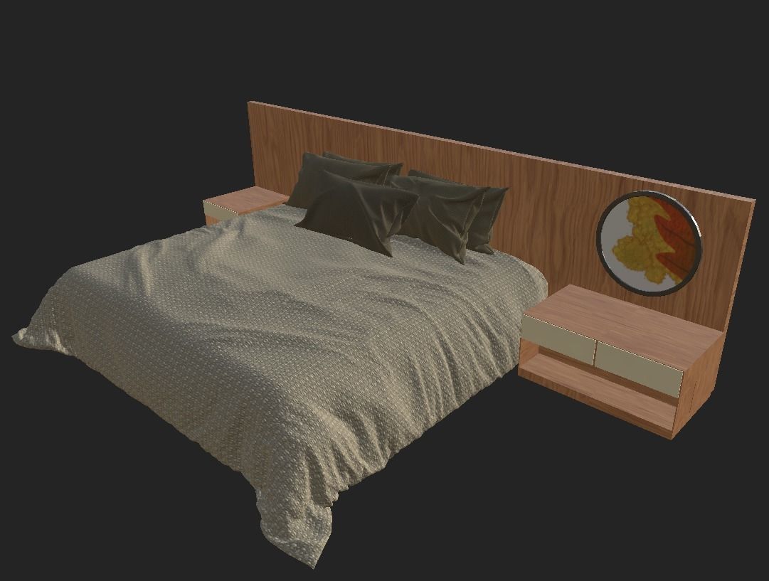 3D model Low Poly Double Bed VR / AR / low-poly | CGTrader