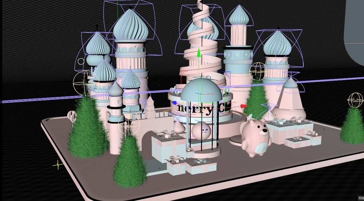 Christmas scene Christmas village 3D model Christmas castle 3D model ...