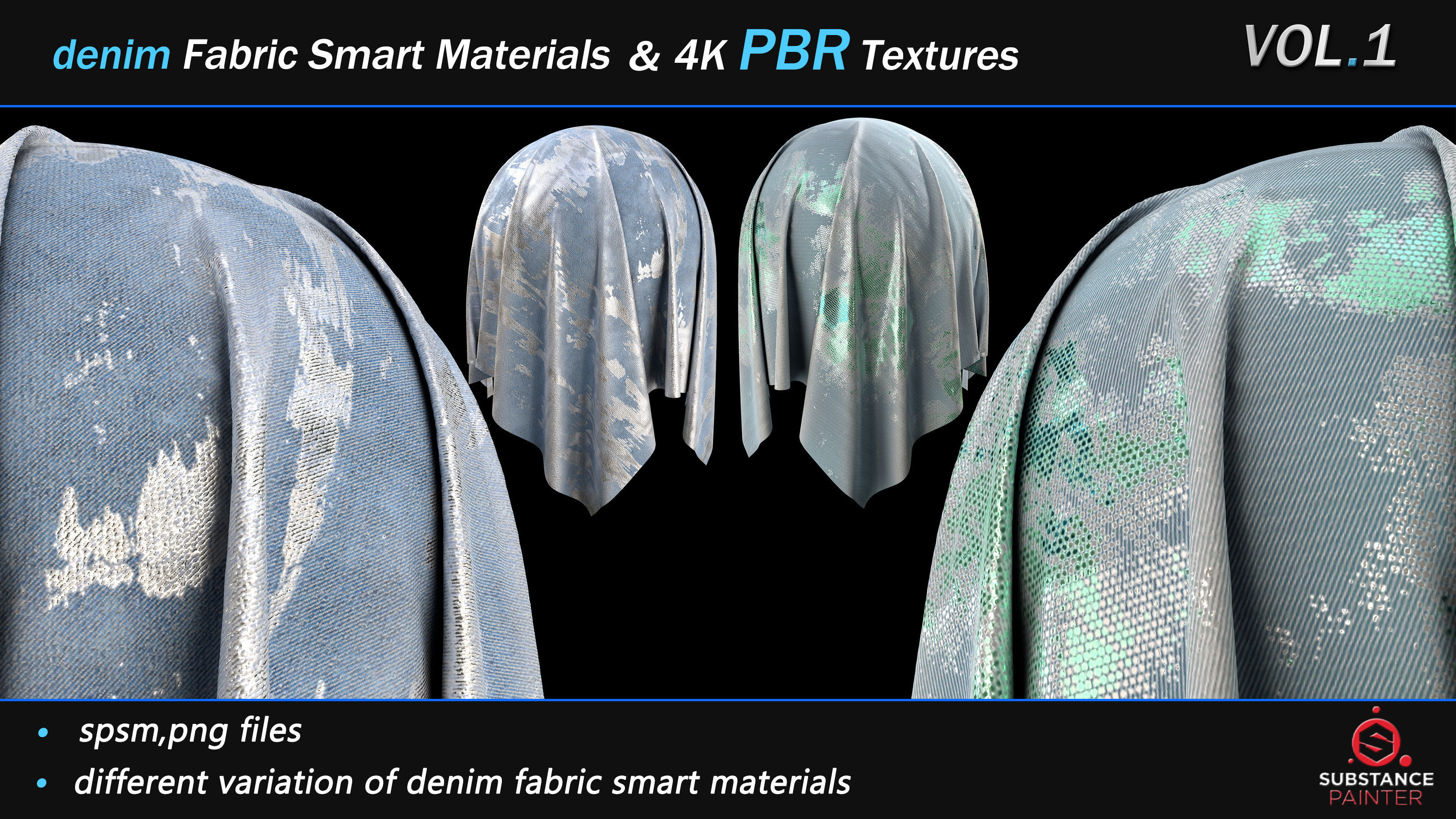 30 Denim Fabric Smart Material Bundle and 4K PBR Texture VOL 01 Texture ...