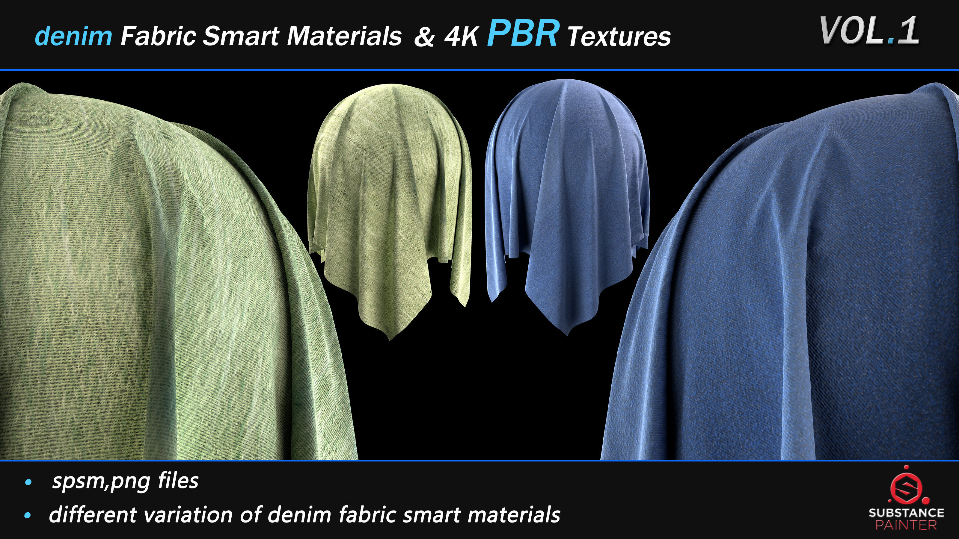 30 Denim Fabric Smart Material Bundle and 4K PBR Texture VOL 01 Texture ...