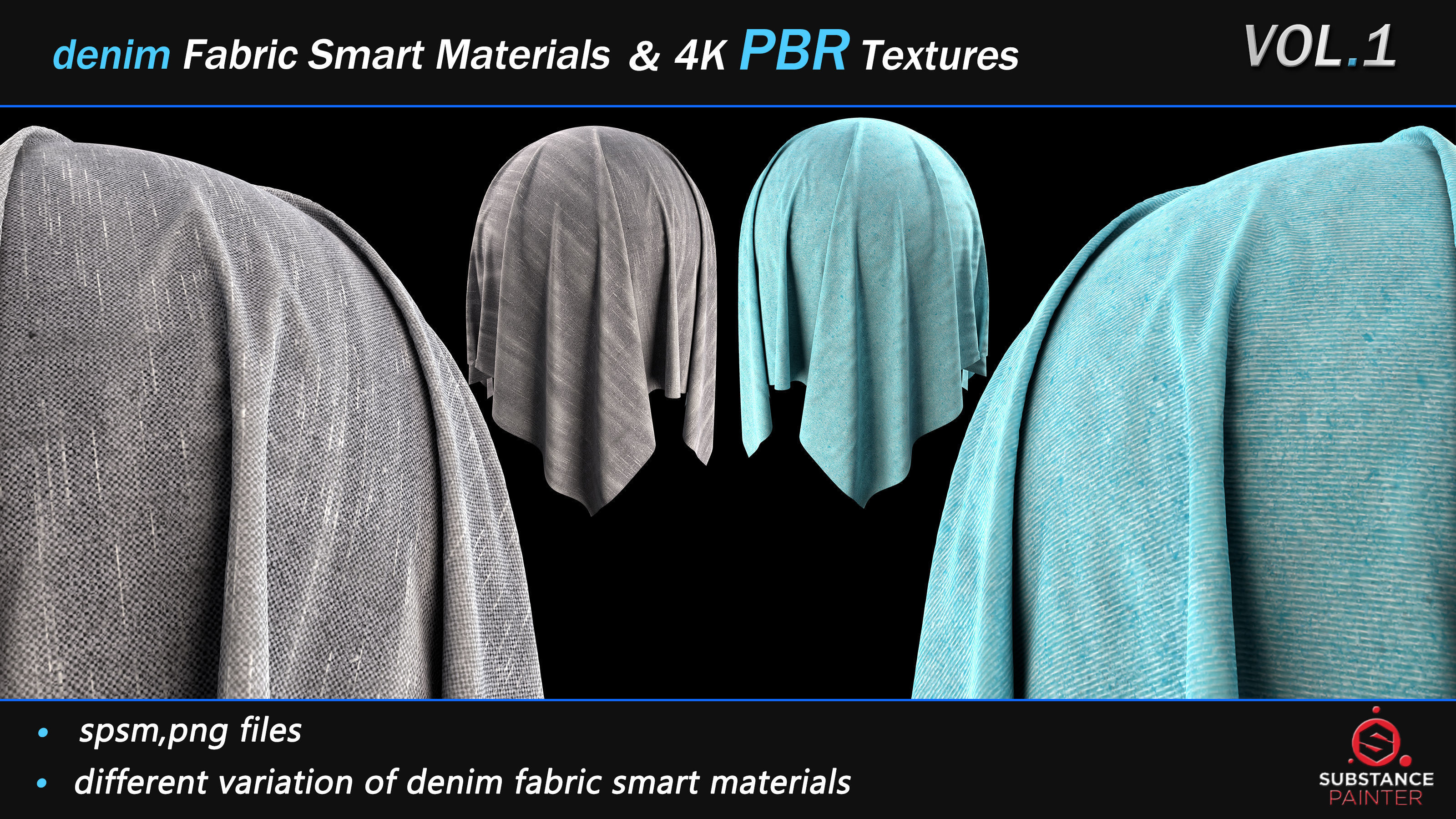 30 Denim Fabric Smart Material Bundle and 4K PBR Texture VOL 01 Texture ...