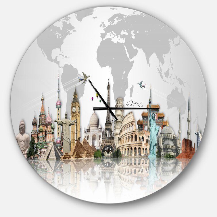 Oversized Famous Monuments Across World Wall Clock free 3D model | CGTrader