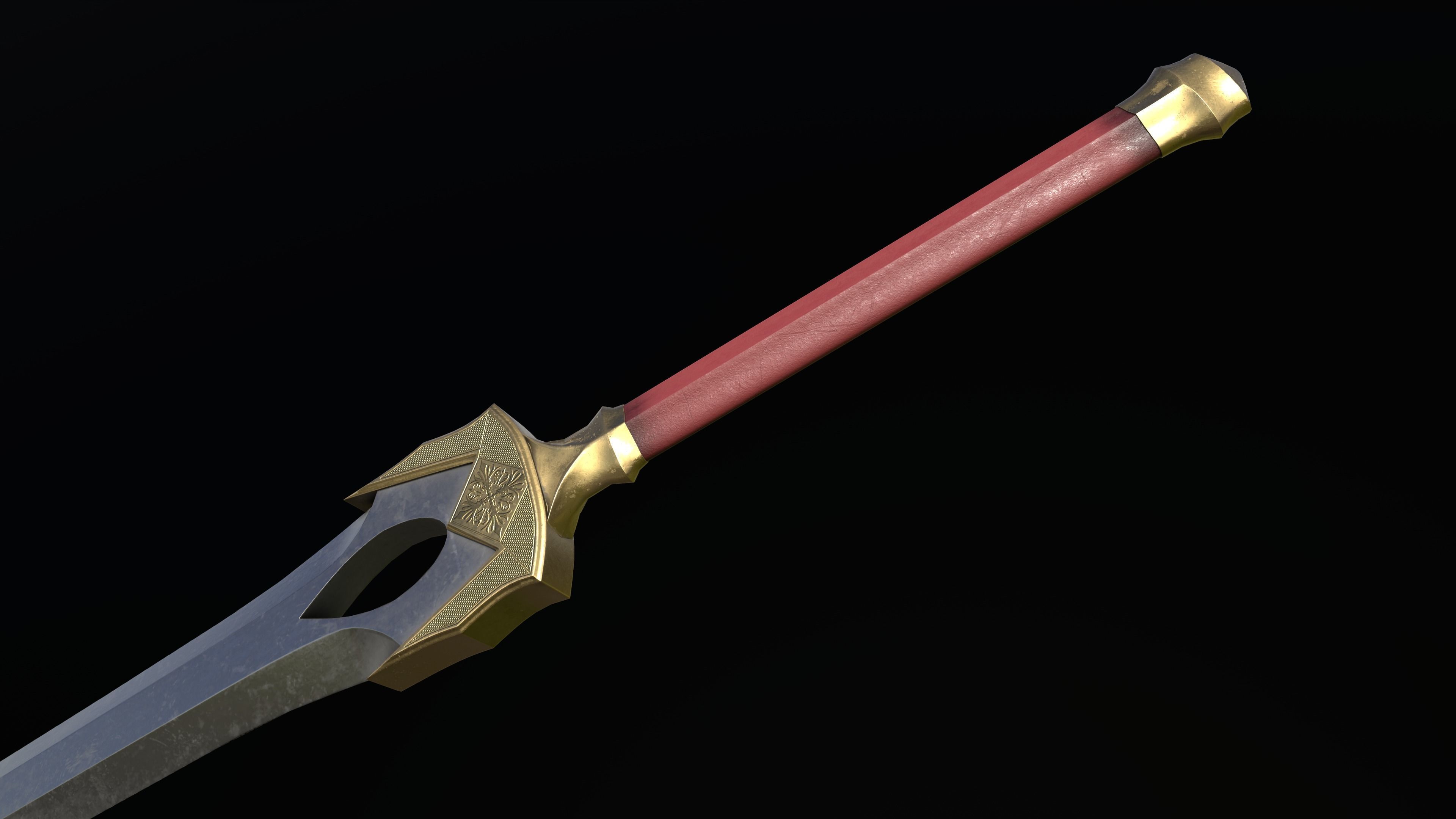 3D model 2 handed sword game ready VR / AR / low-poly | CGTrader